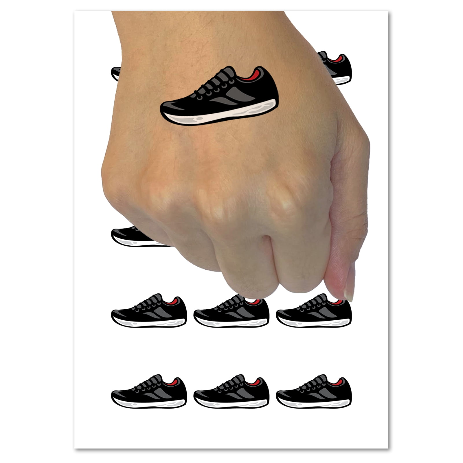 Athletic Running Shoe Water Resistant Temporary Tattoo Set Fake Body ...