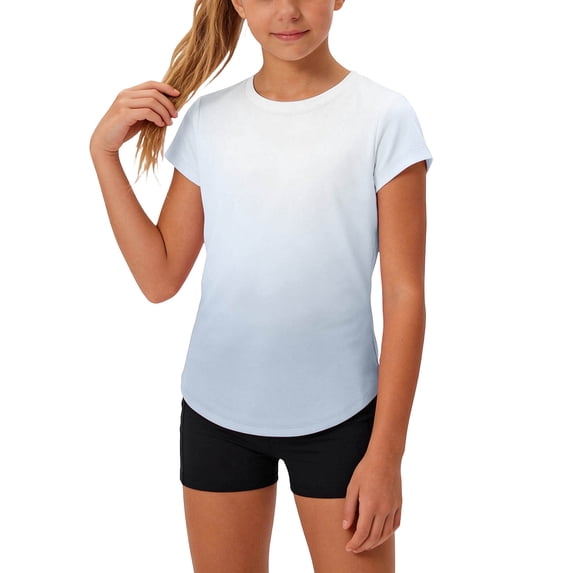 Athletic Shirts for Girls Short Sleeve Active T Shirts Sports Crewneck ...