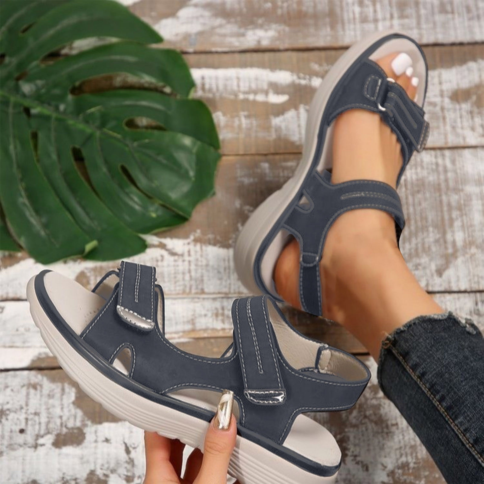 Athletic Shoes Women Adjustable Hook Loop Mesh Athletic Shoes ...