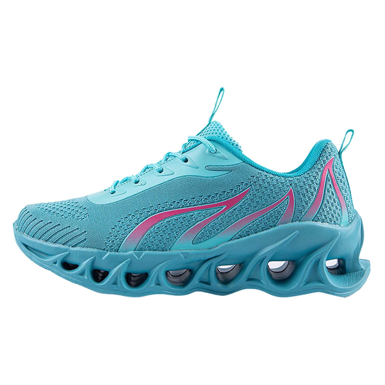 Athletic Shoes for Women Breathable Knit Casual Lace Up Running Shoes ...