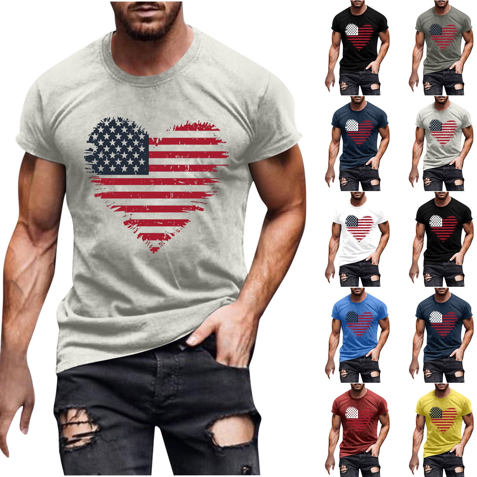 Athletic Short Sleeve Shirt Mens Shirts Casual Men's Independence Day ...