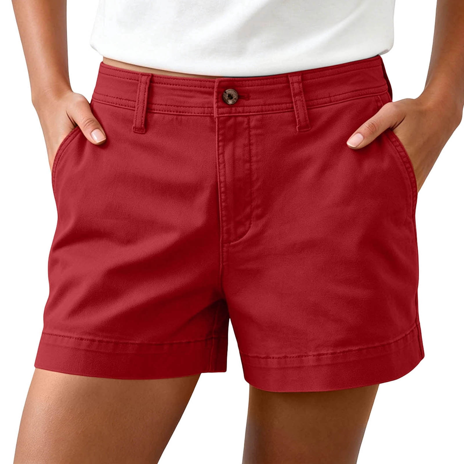 Athletic Shorts For Women High Waisted Button Closure Summer Shorts ...