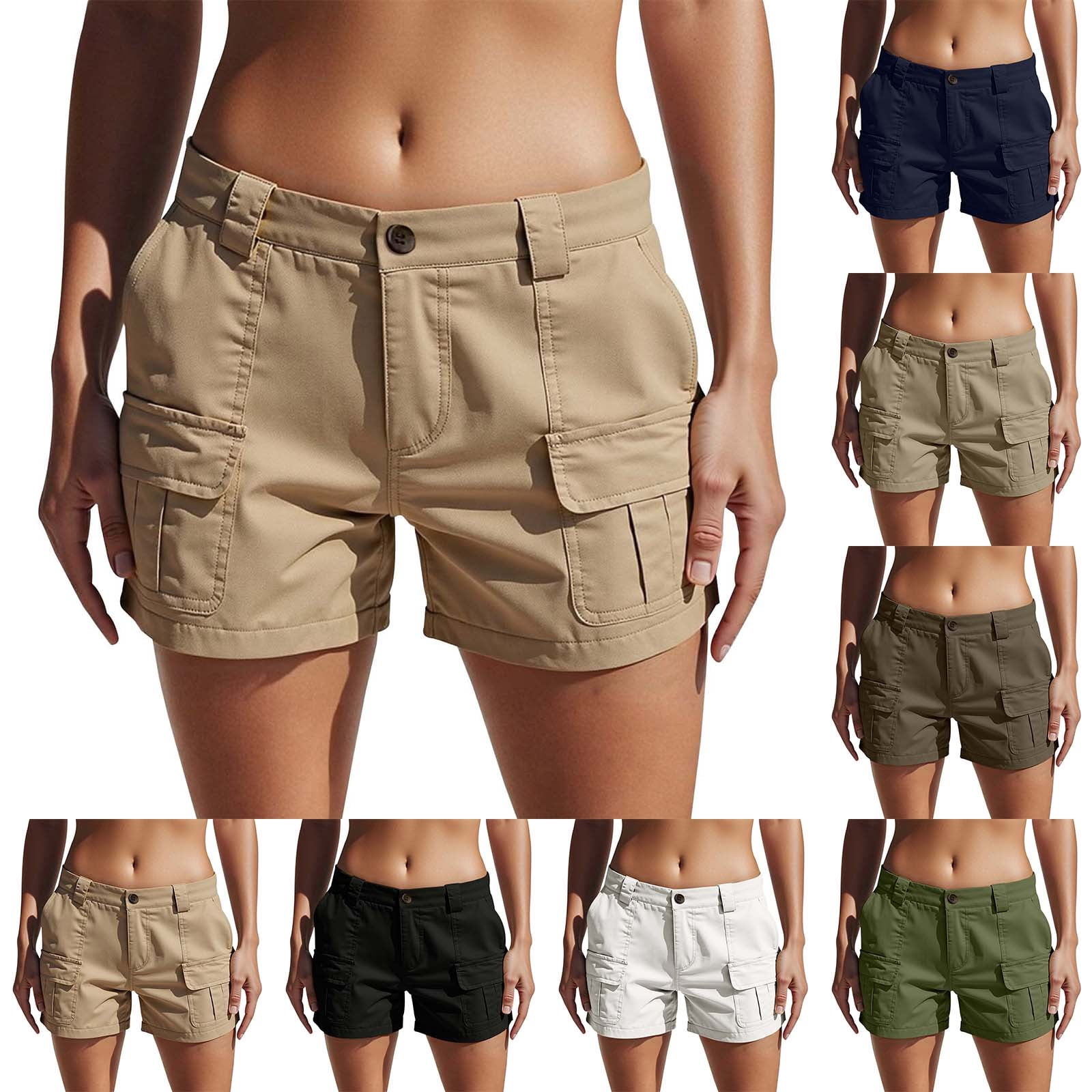 Athletic Shorts For Women High Waisted Straight Leg Cargo Trousers With ...
