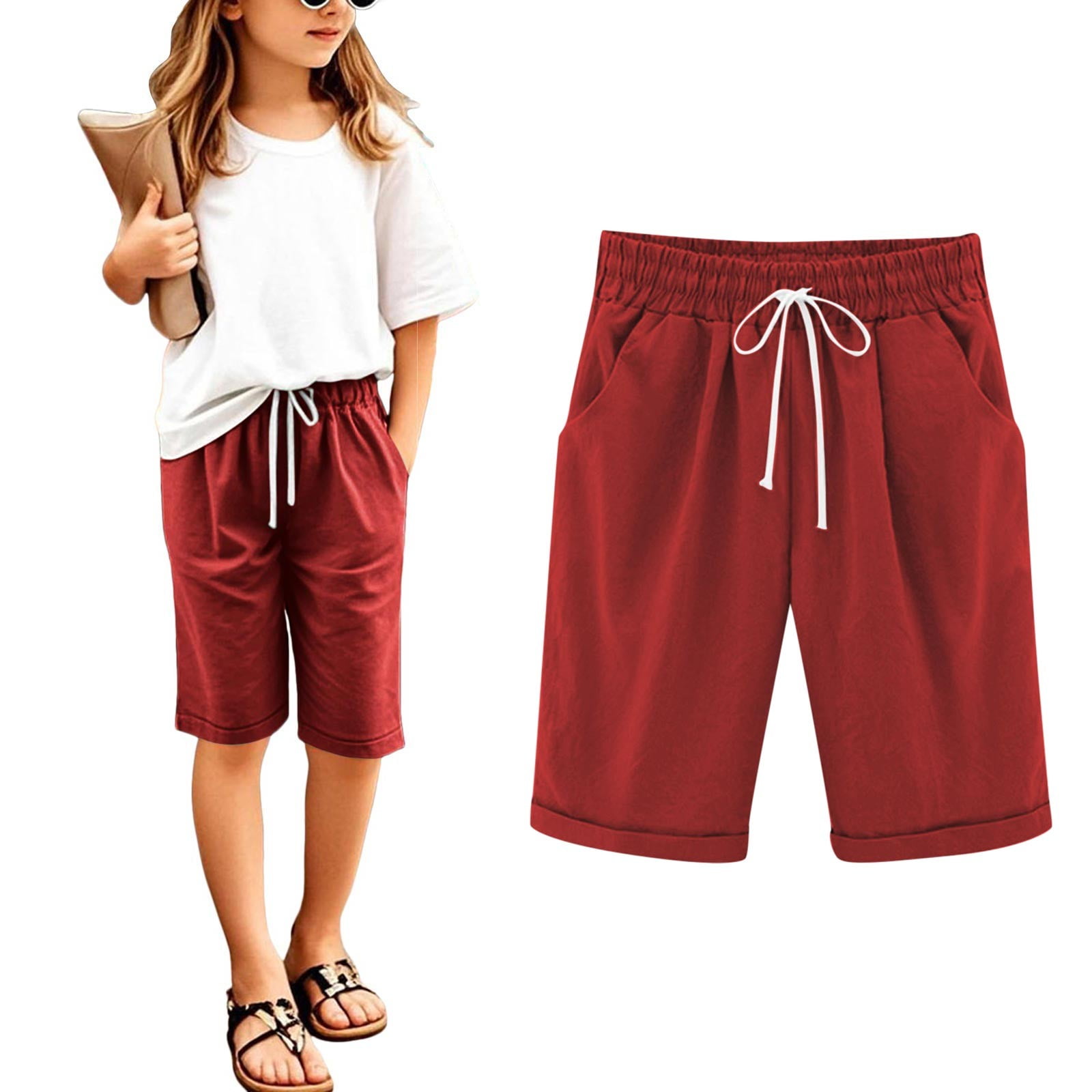 Athletic Shorts Girls 12-14 Girls High Waisted Shorts Kids Ruffle ...