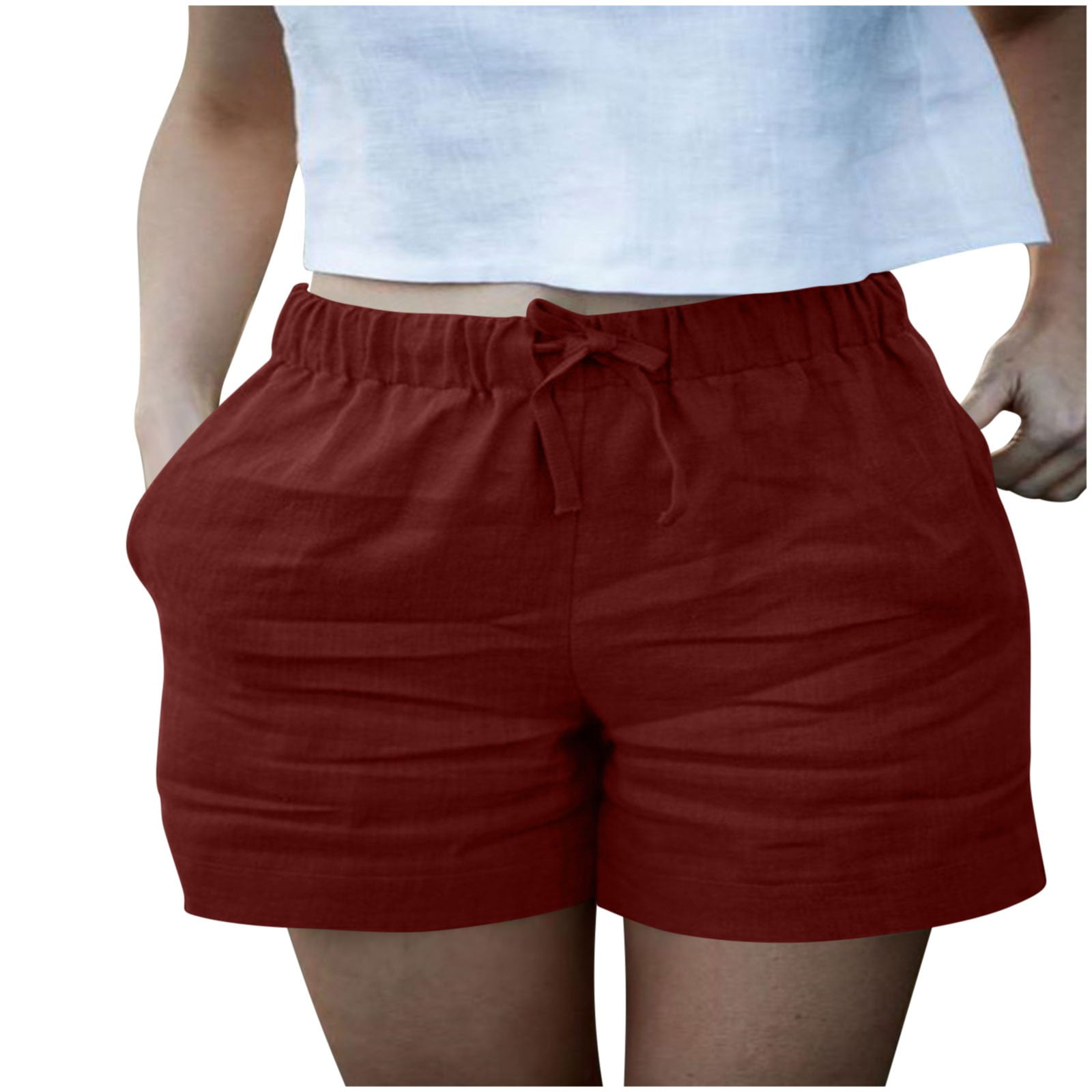 Athletic Shorts for Women Summer Lace-Up Elastic Waist Beach Shorts ...