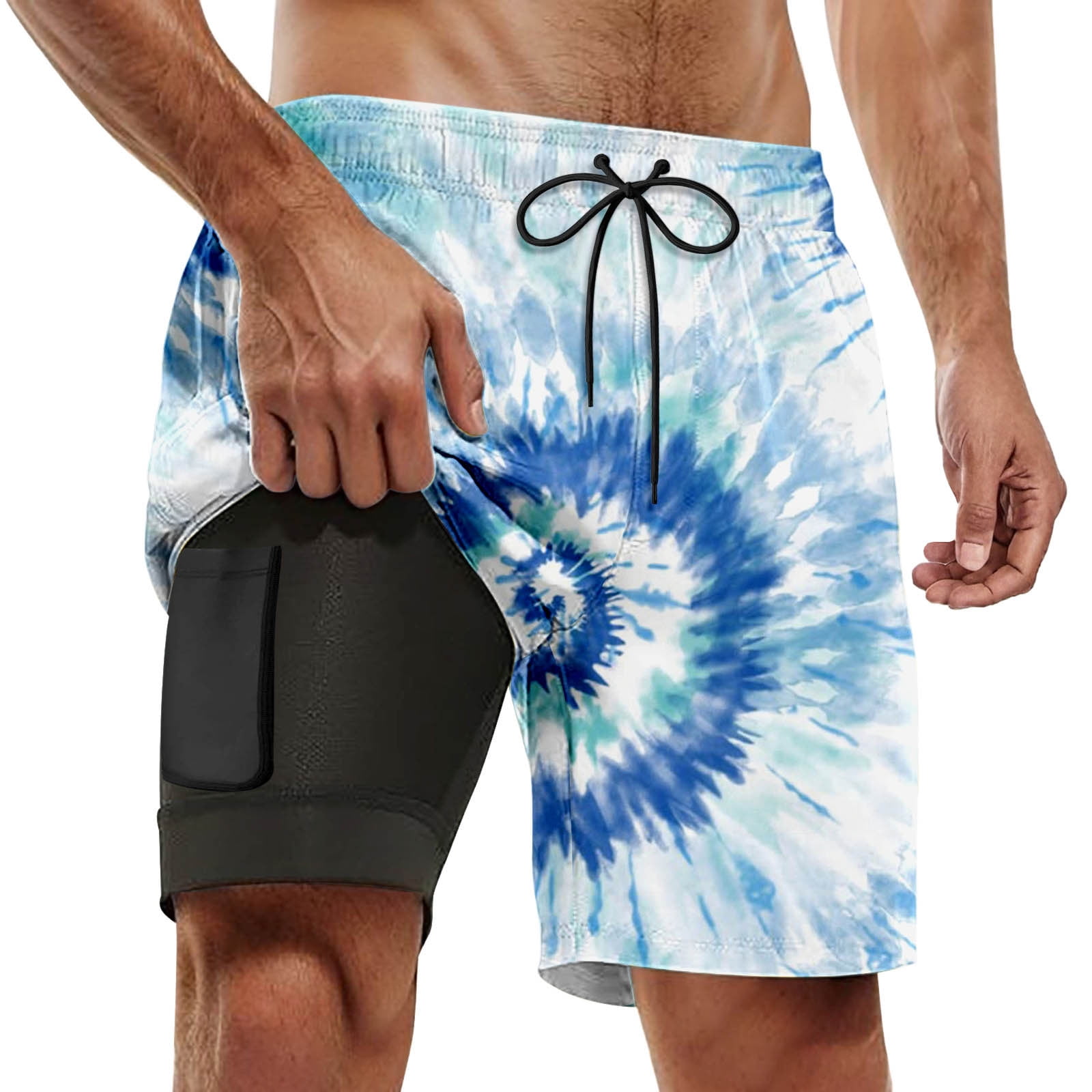 Athletic Shorts for Men Casual Camo Double Layer Inside Pockets Beach ...