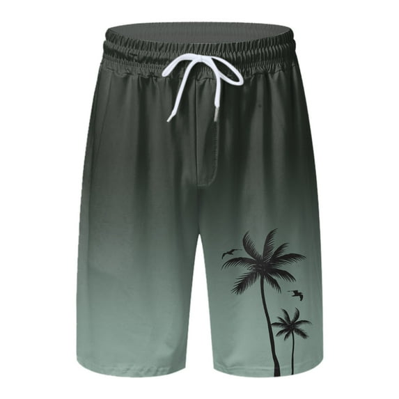 Athletic Shorts for Men Coconut Tree Print Gradient Color Mesh Lined ...