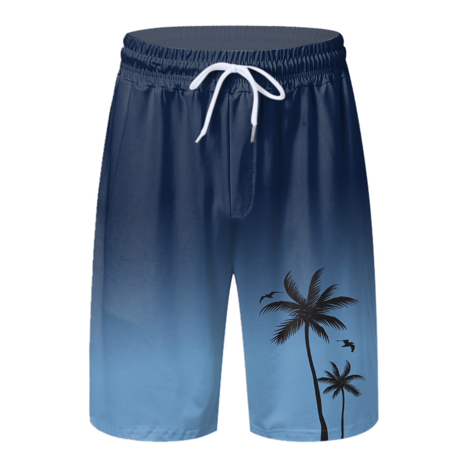 Athletic Shorts for Men Coconut Tree Print Gradient Color Mesh Lined ...