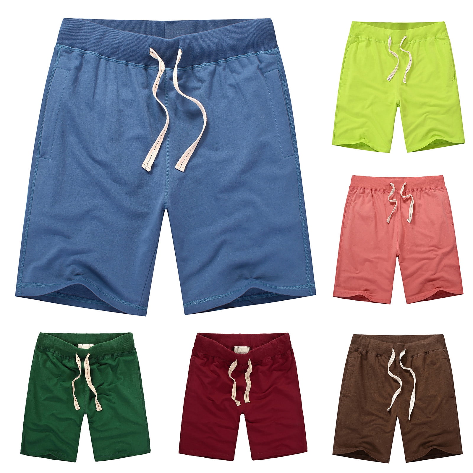 Athletic Shorts for Men Cotton Loose Solid Color Sports Cropped Pants ...