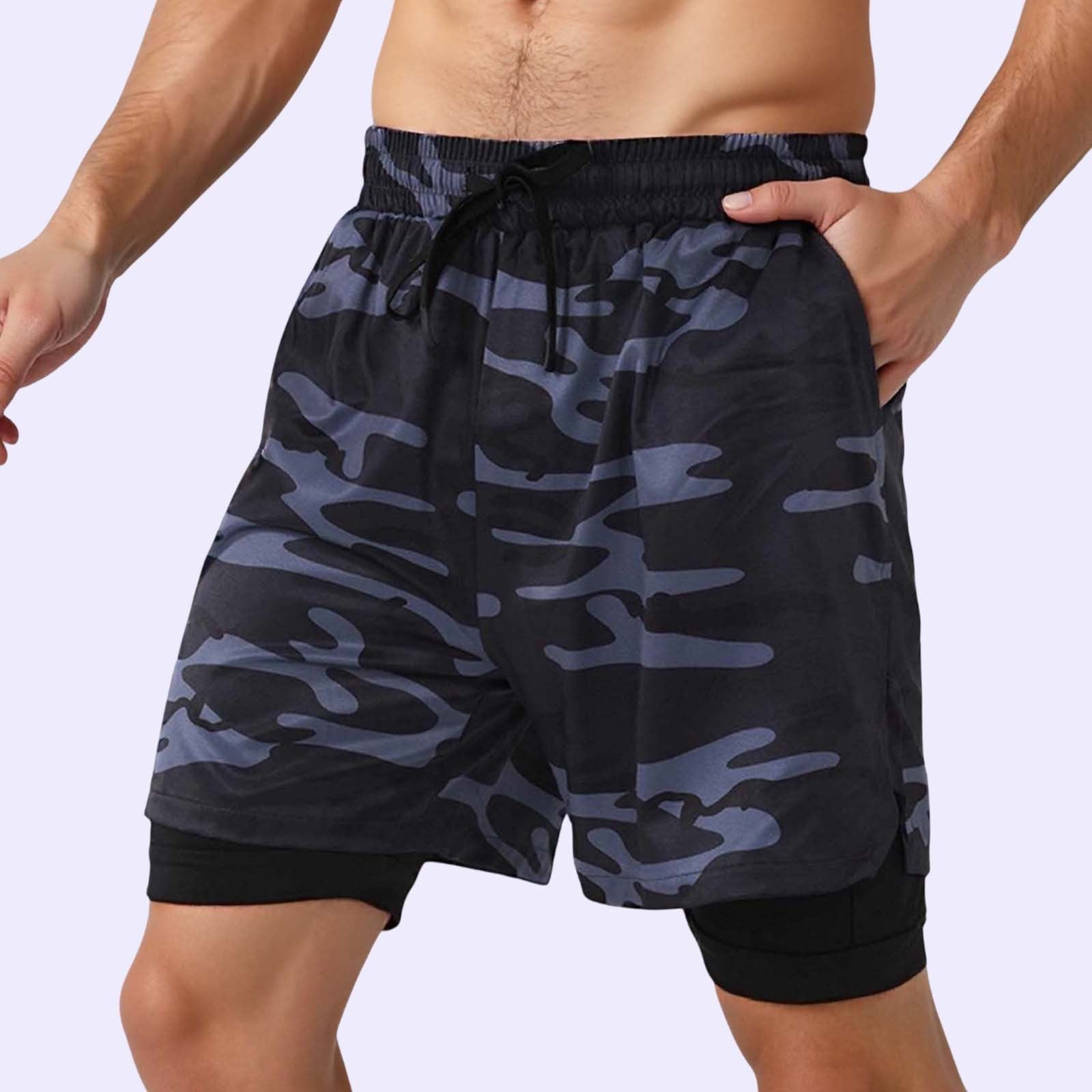 Athletic Shorts for Men Europe The United States Fitness Double Layer ...