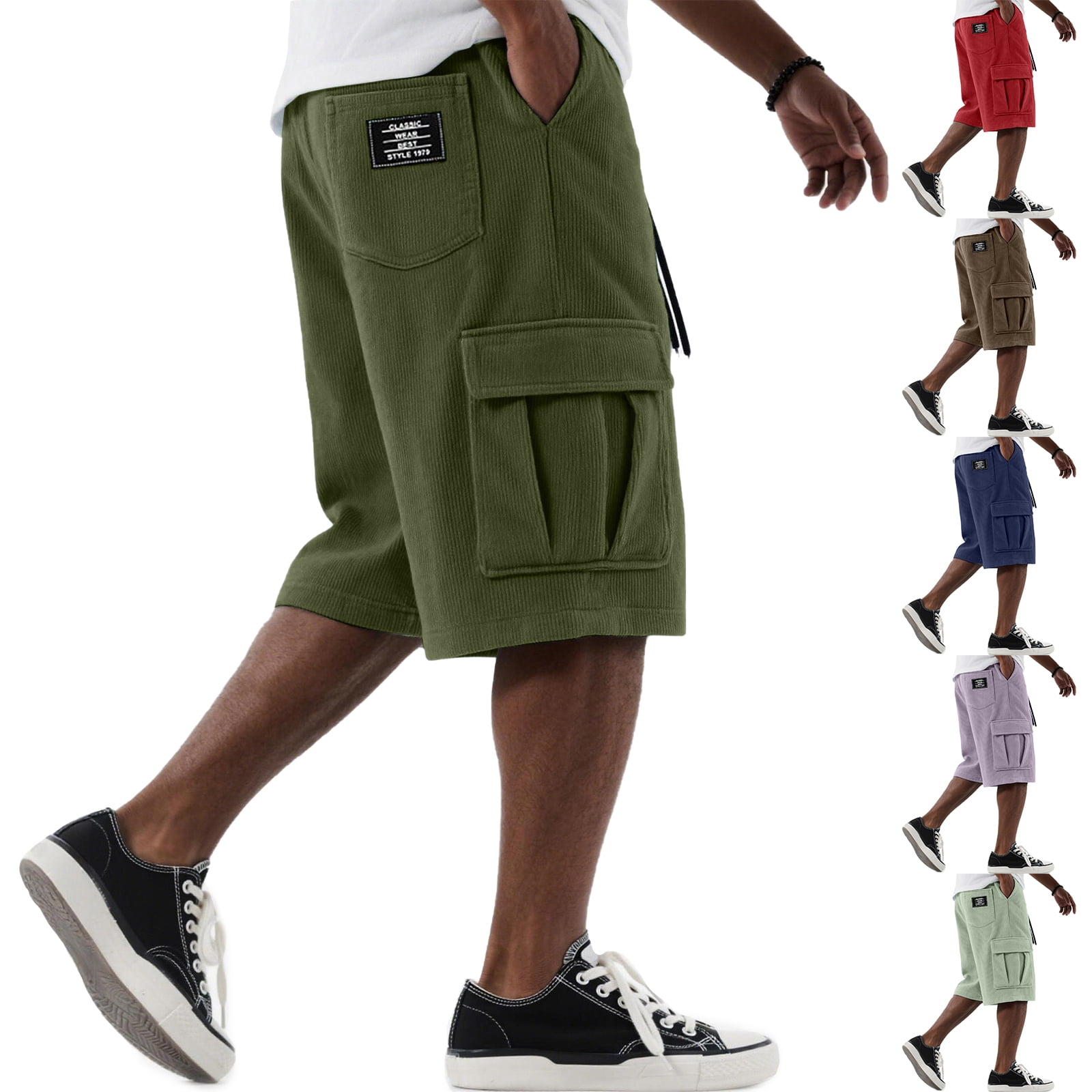 Athletic Shorts for Men High Waist Drawstring Cargo Shorts Summer Soft ...