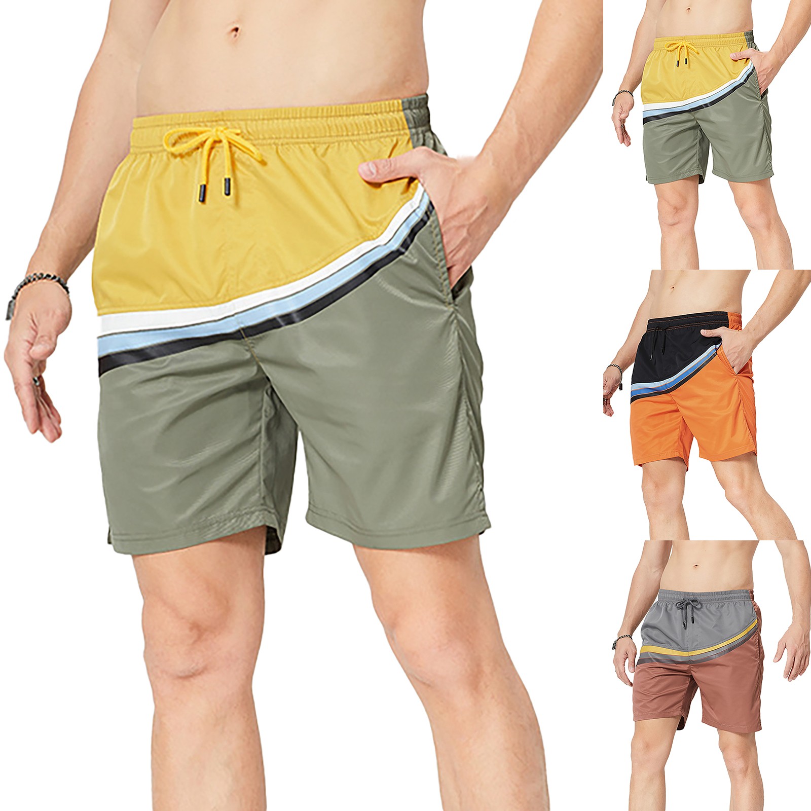 Athletic Shorts for Men Large Size Drawstring Casual Shorts High Street ...