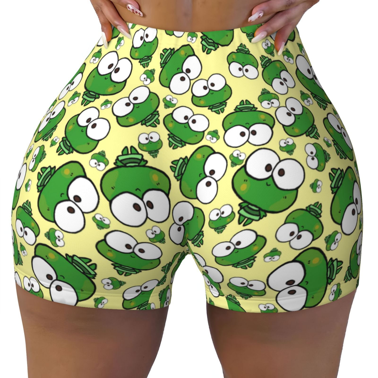 Athletic Shorts for Women, Cartoon Frogs Seam Womens Shorts High ...