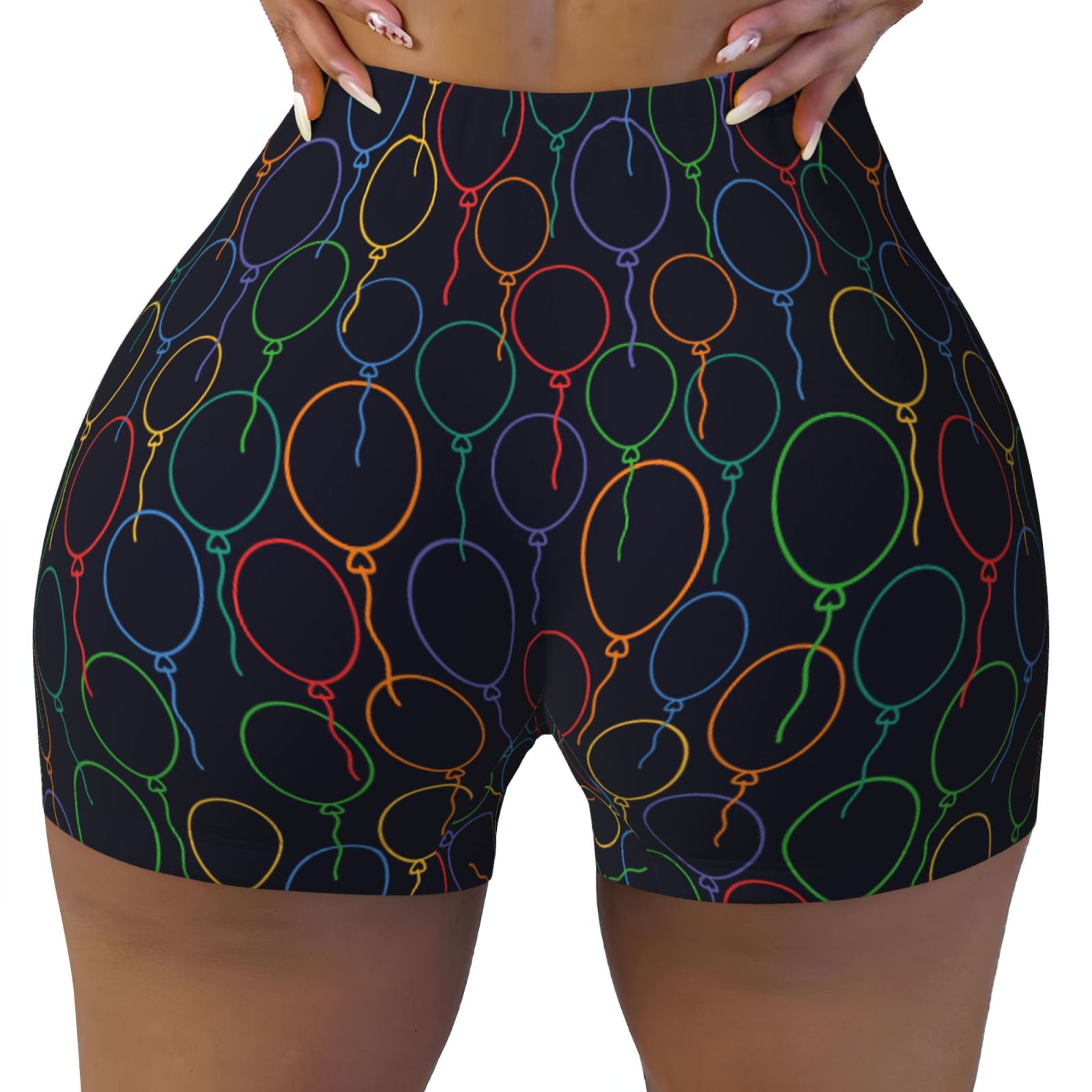 Athletic Shorts for Women, Colorful Balloons Seam Womens Shorts High ...