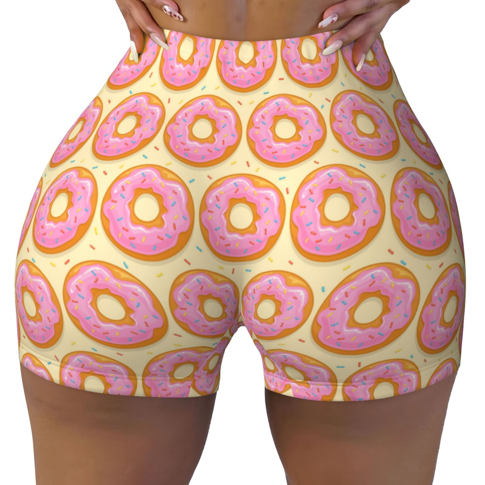Athletic Shorts for Women, Donuts With Pink Glaze Seam Womens Shorts ...