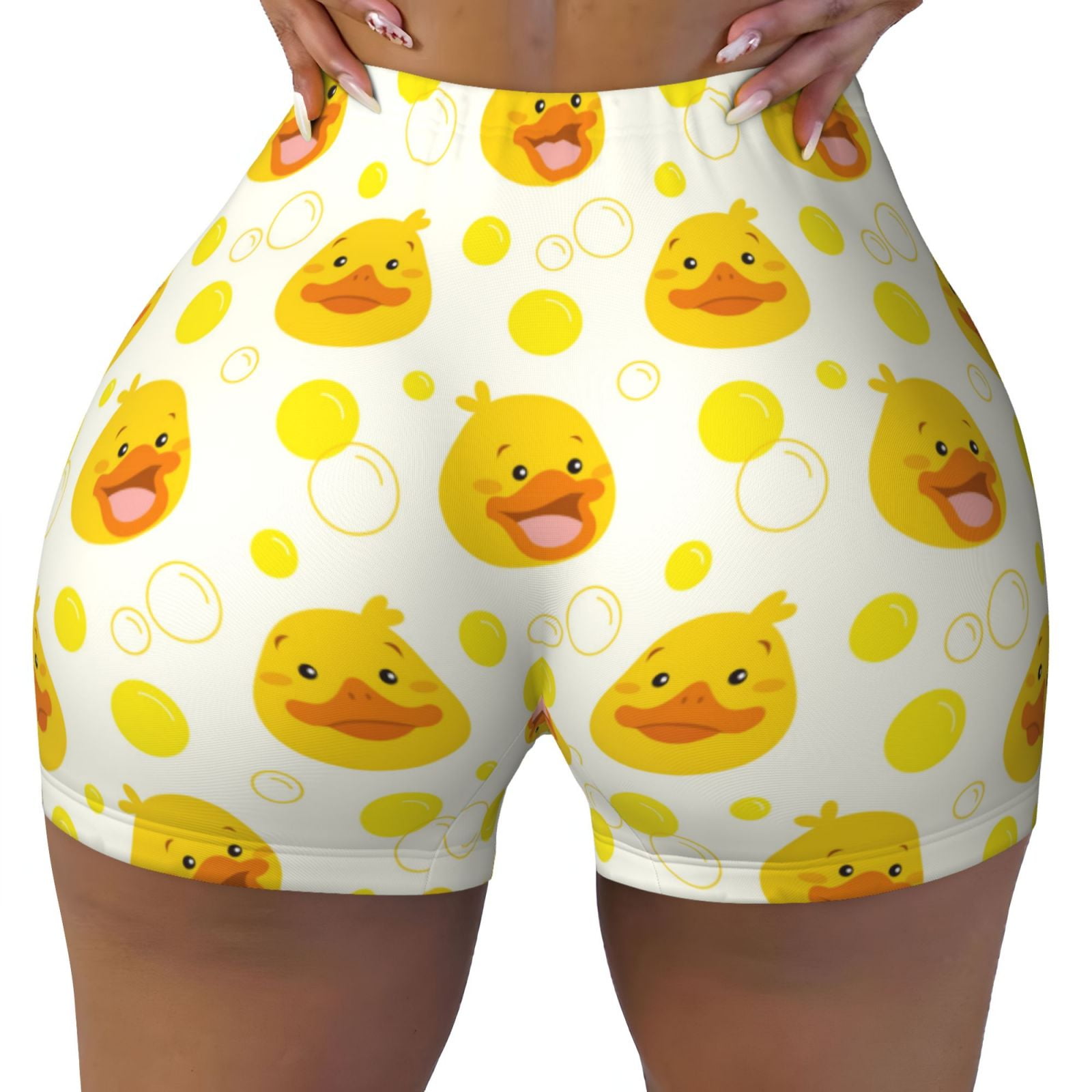 Athletic Shorts for Women, Ducky Cartoon Seam Womens Shorts High ...