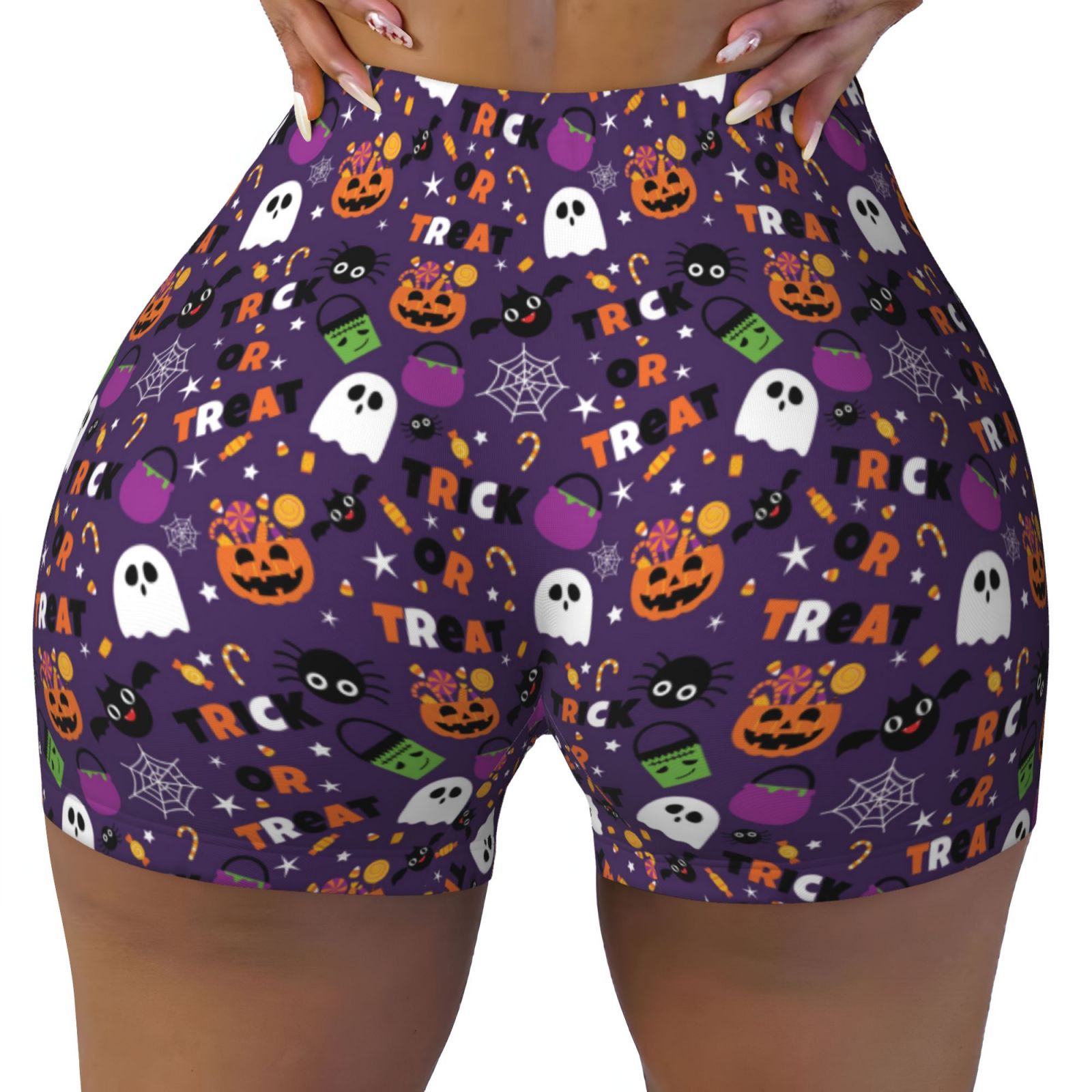 Athletic Shorts for Women, Halloween Sweet Candy Seam Womens Shorts ...