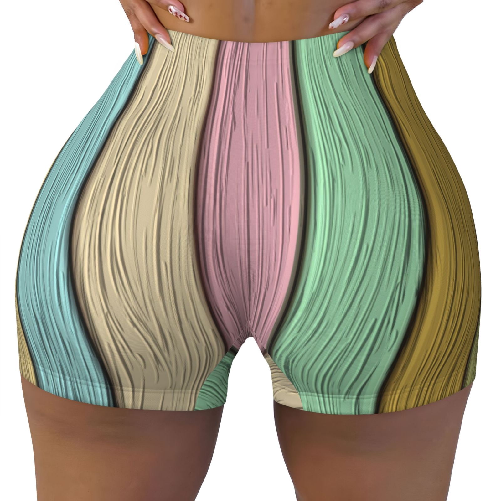 Athletic Shorts for Women, Pastel Wood Planks Seam Womens Shorts High ...