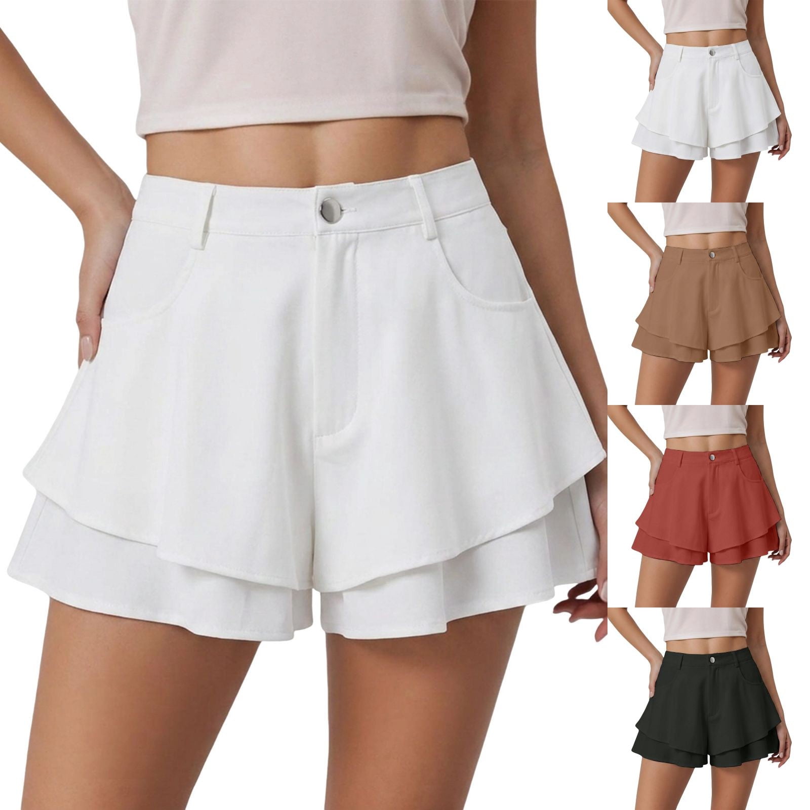 Athletic Shorts for Women Summer High Waist Double Layer Loose Fit ...