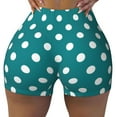Athletic Shorts for Women, White Polka Dots With Teal Background Seam ...