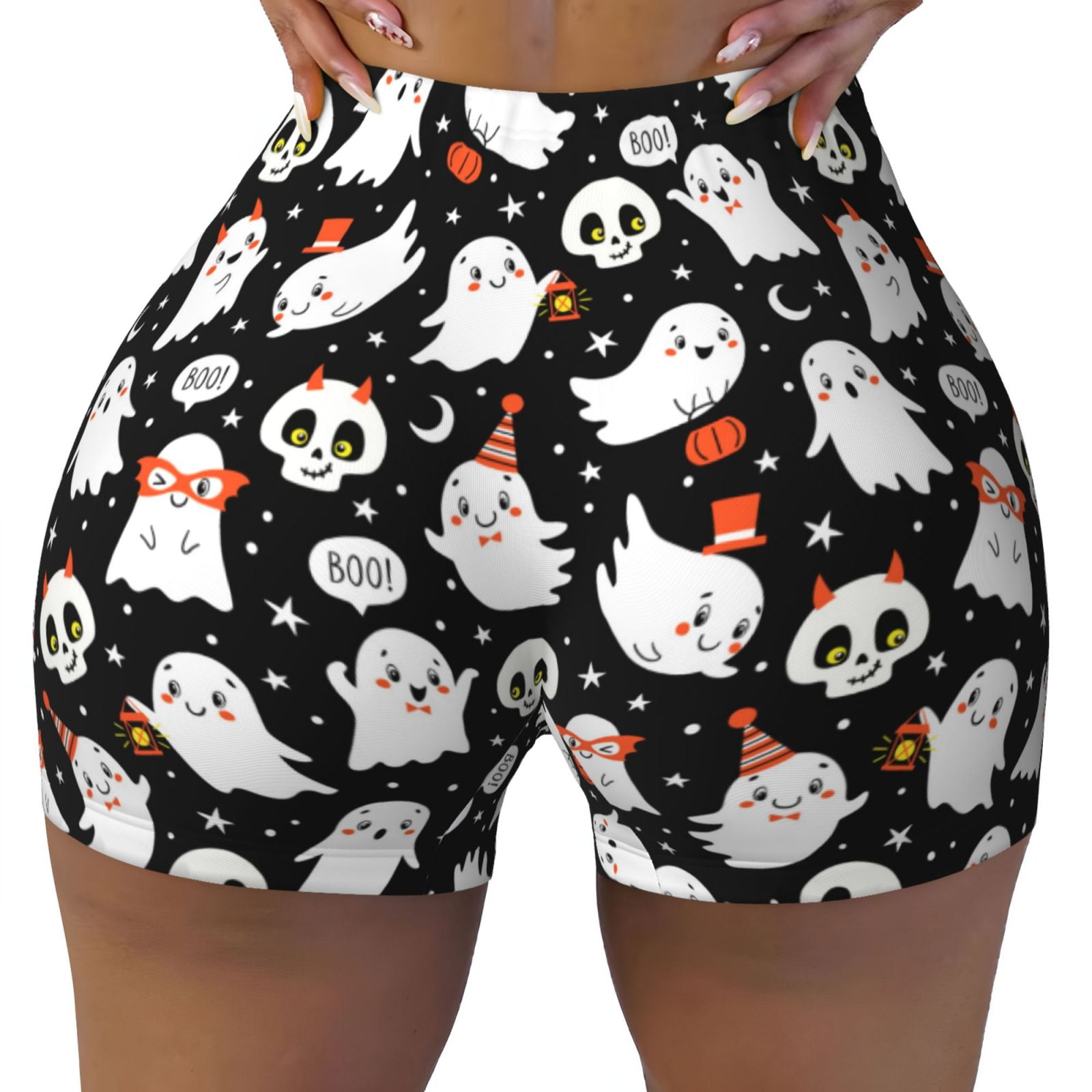 Athletic Shorts for Women, halloween white ghost Seam Womens Shorts ...