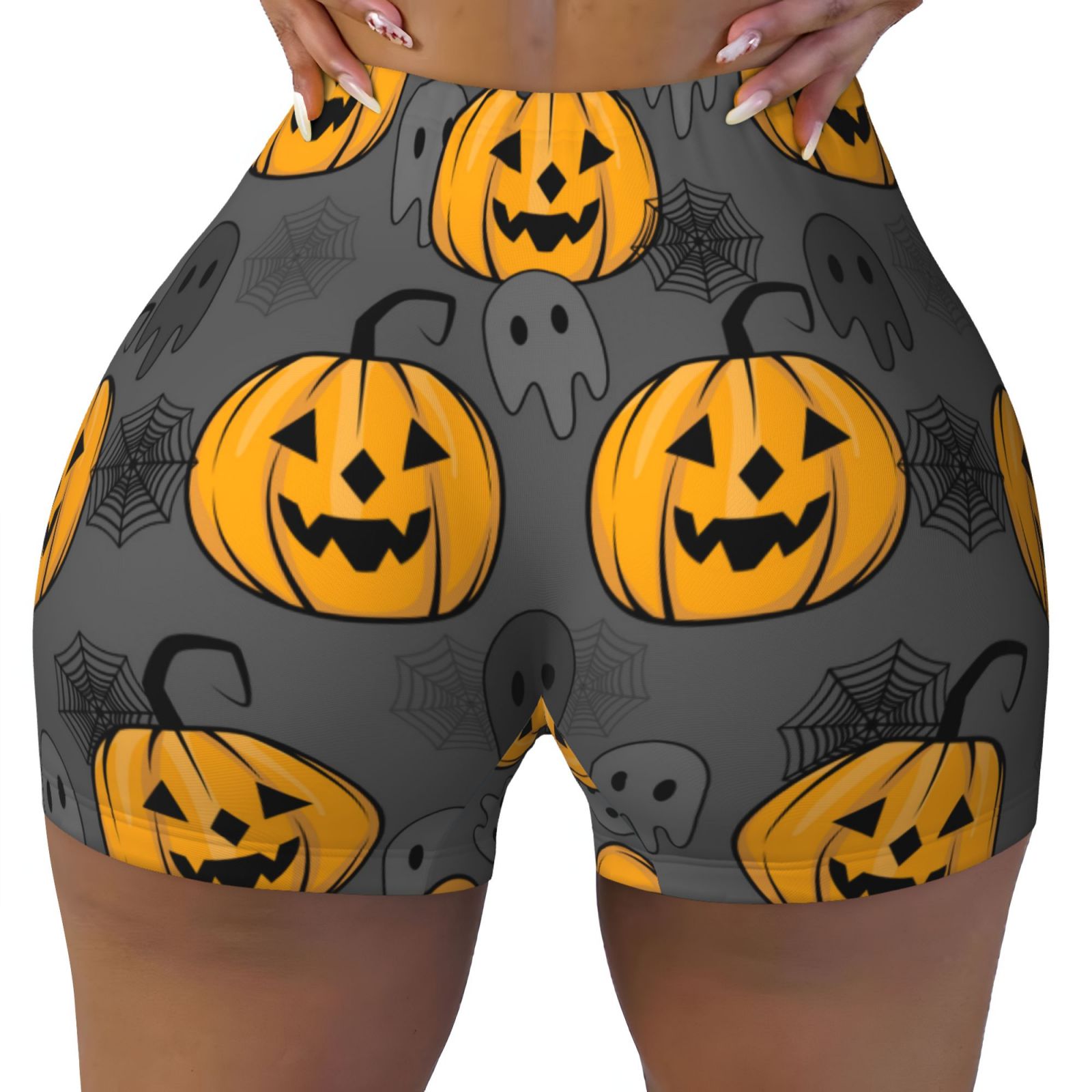 Athletic Shorts for Women, pumpkin halloween ghosts Seam Womens Shorts ...