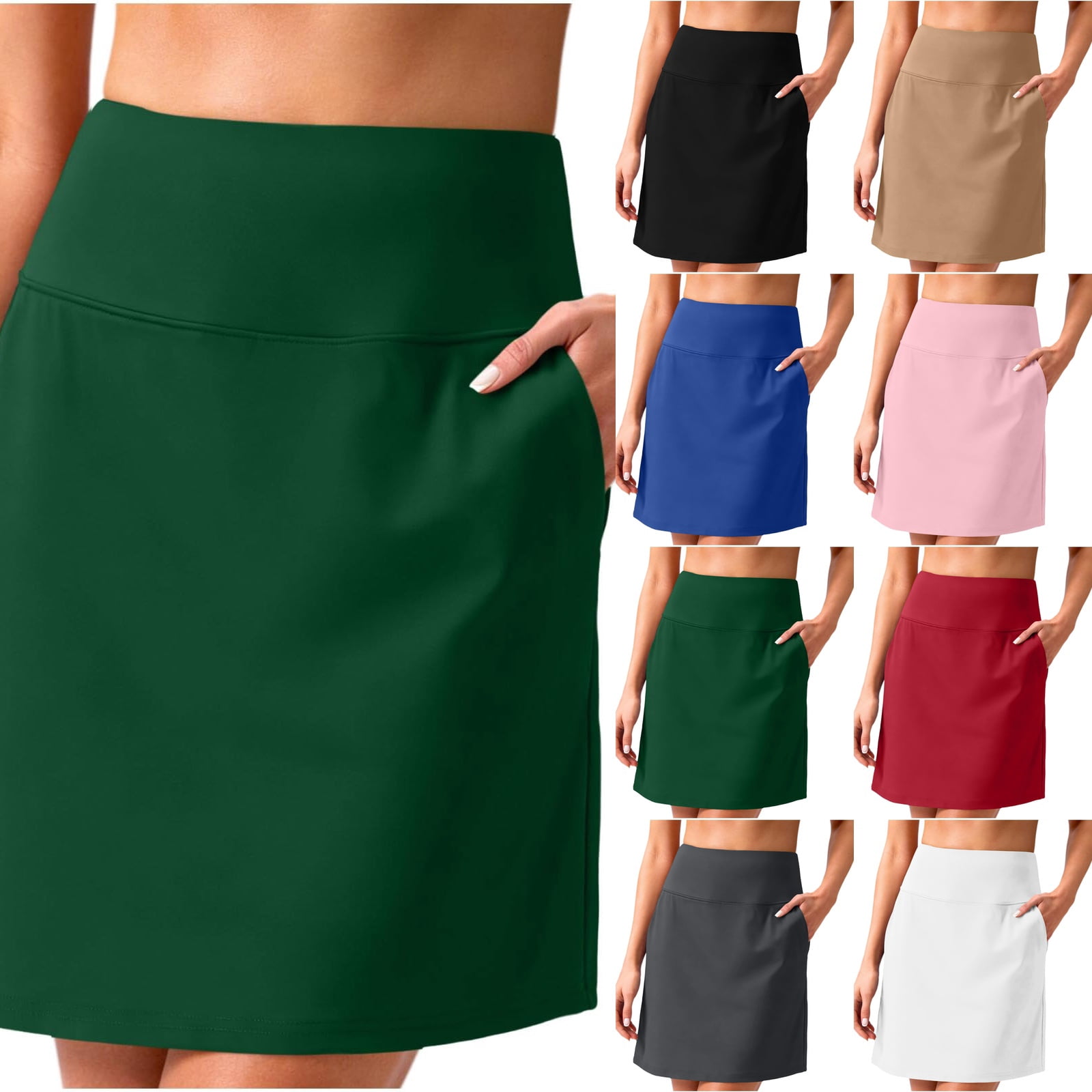 Athletic Skort for Women High Waist Casual Stretchy Skirt with Pockets ...