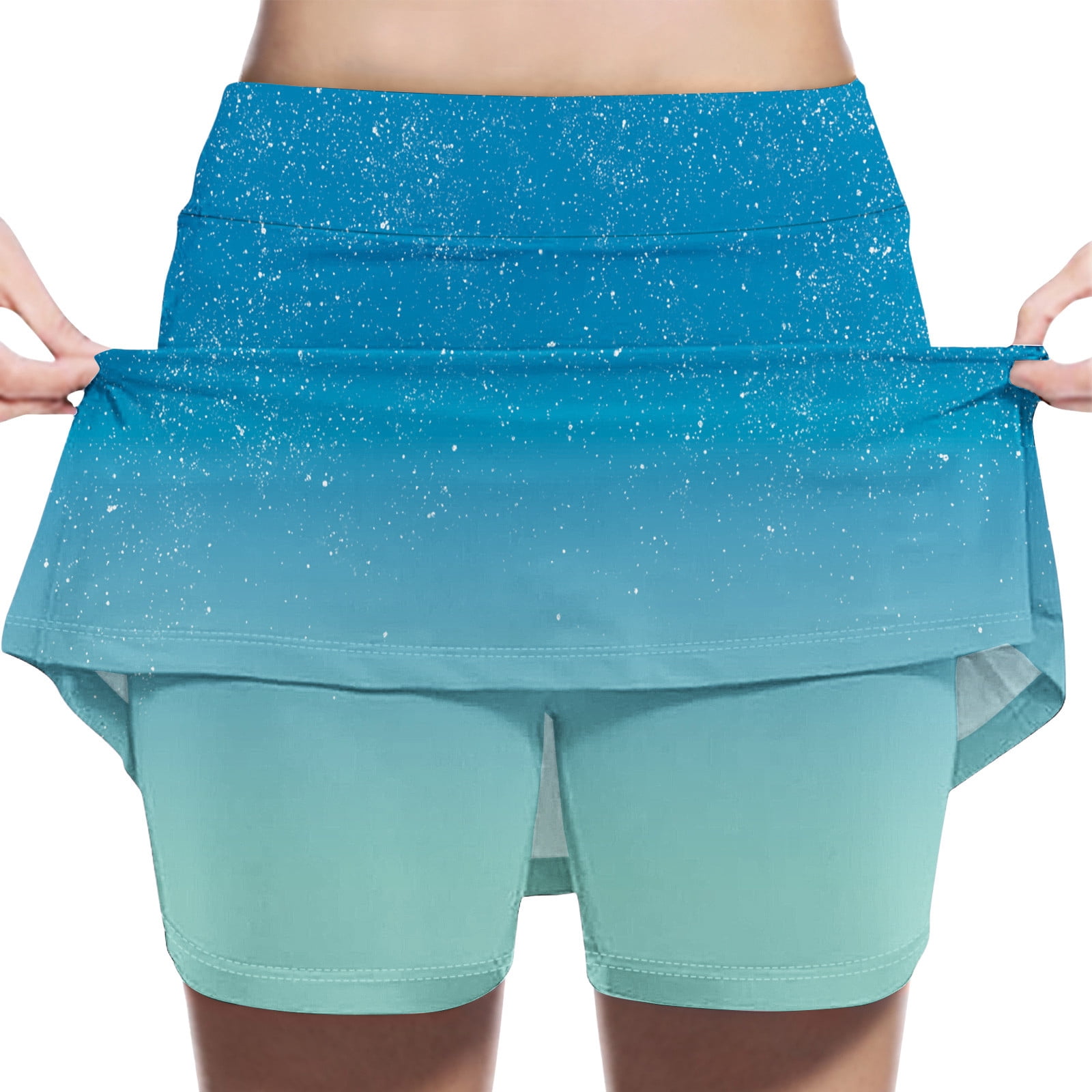 Athletic Skorts for Girl Elastic Tennis Yoga Shorts High Waist Gradient ...