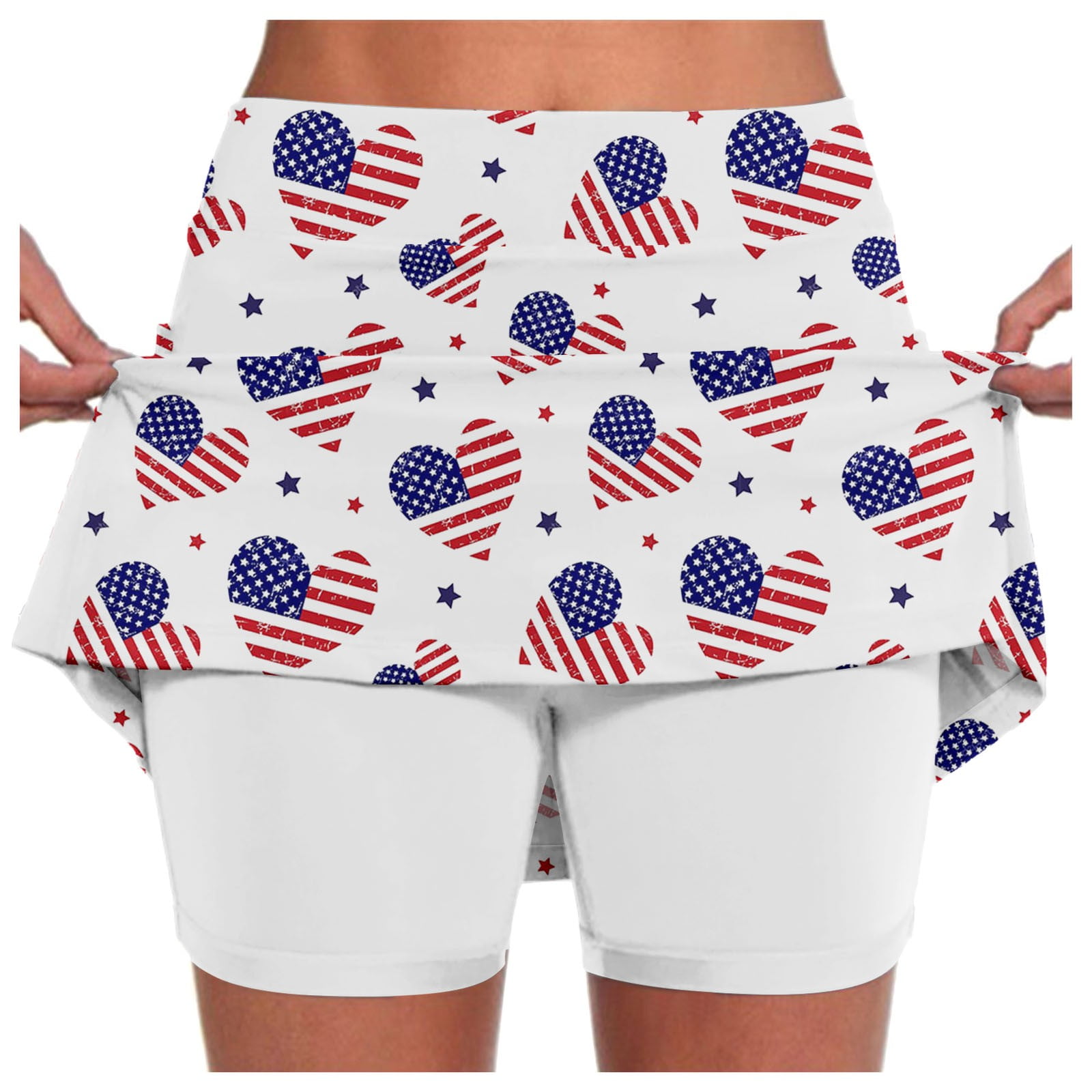 Athletic Skorts for Women Flag Print Inner Shorts Plus Size Skort ...