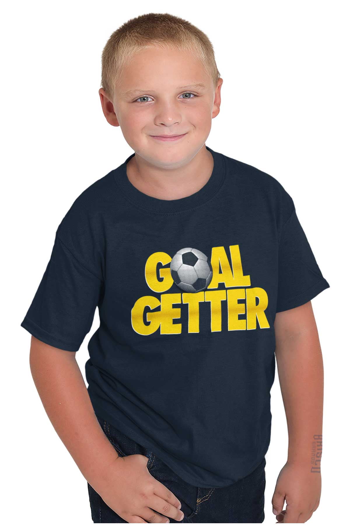Athletic Soccer Fan Goal Getter Pun Crewneck T Shirts Boy Girl Teen ...