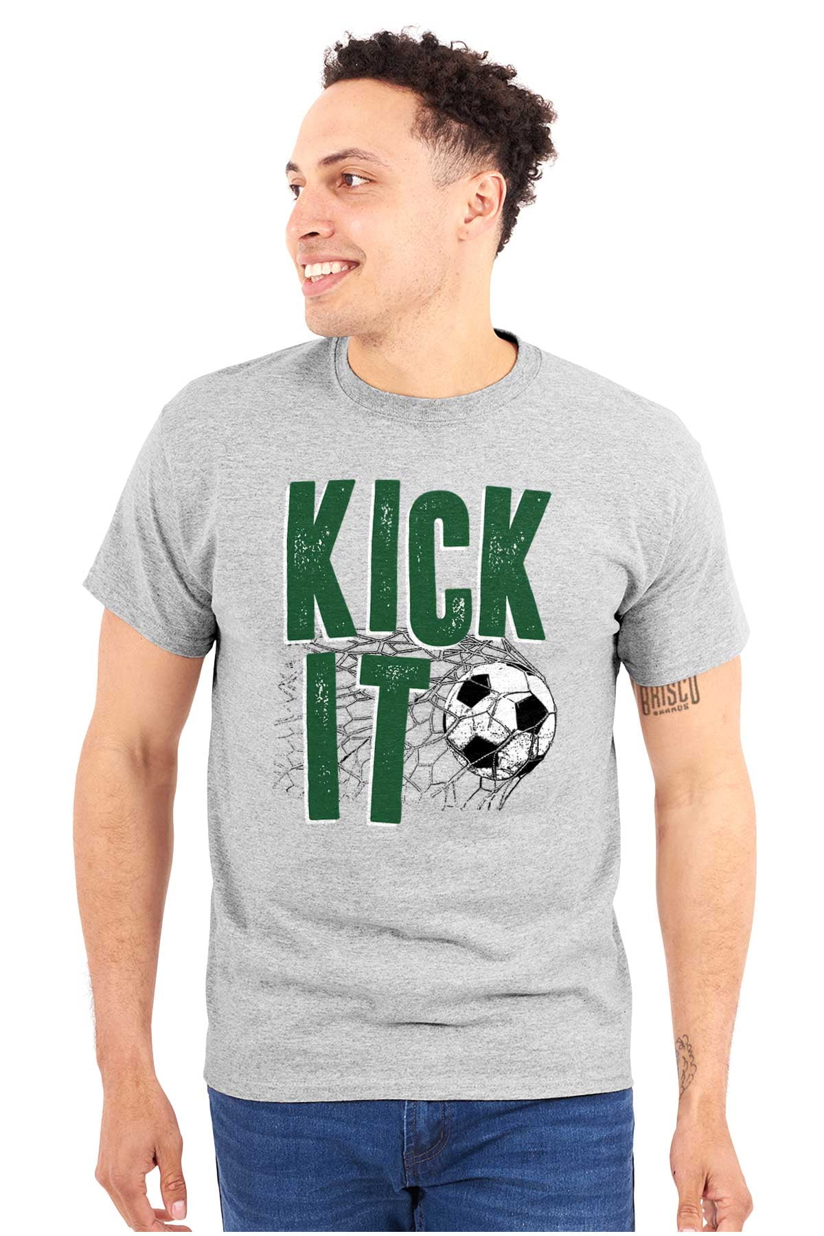 Athletic Soccer Fan Kick It Goal Men's Graphic T Shirt Tees Brisco ...