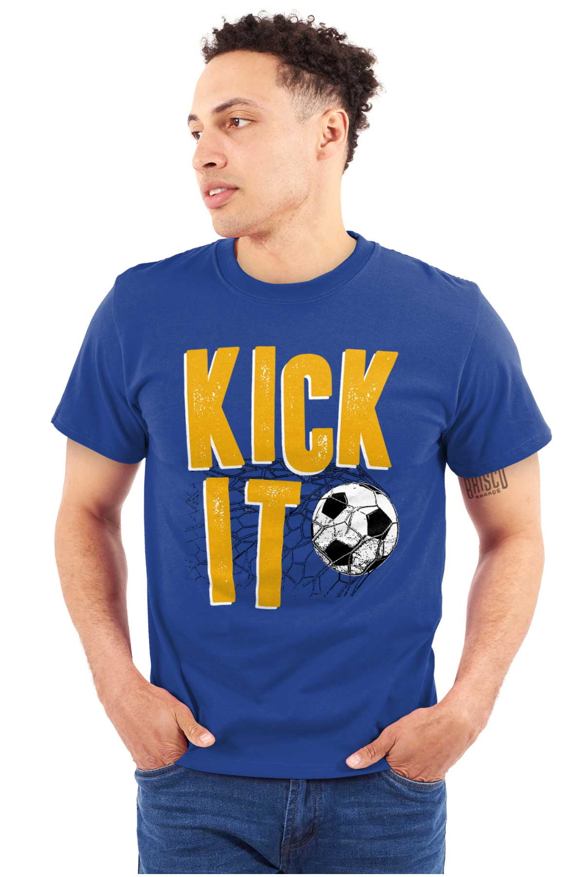 Athletic Soccer Fan Kick It Goal Men's Graphic T Shirt Tees Brisco ...