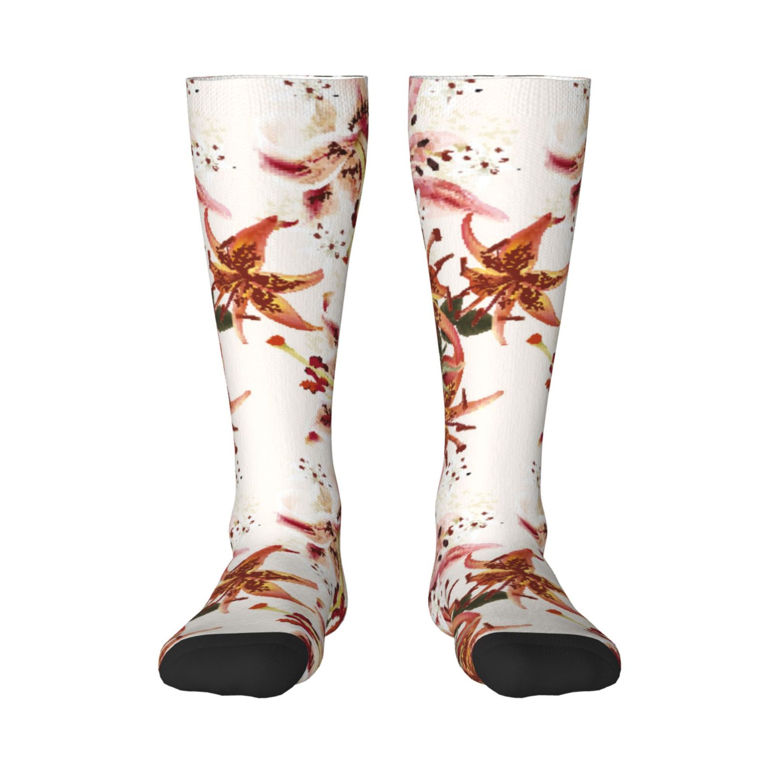 Athletic Socks Men Women， Big Lilies Flowers Knee High Socks, Calf Tube ...