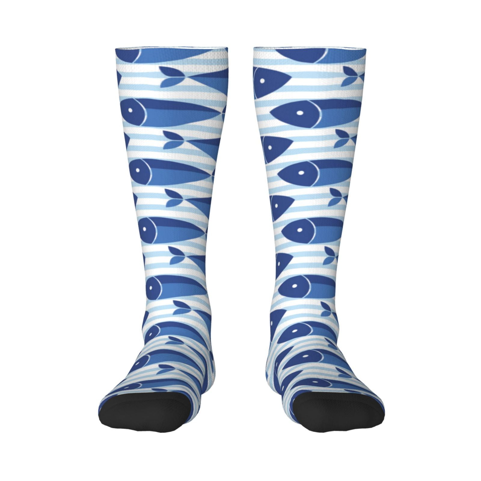 Athletic Socks Men Women， Blue Fish Knee High Socks, Calf Tube Football ...