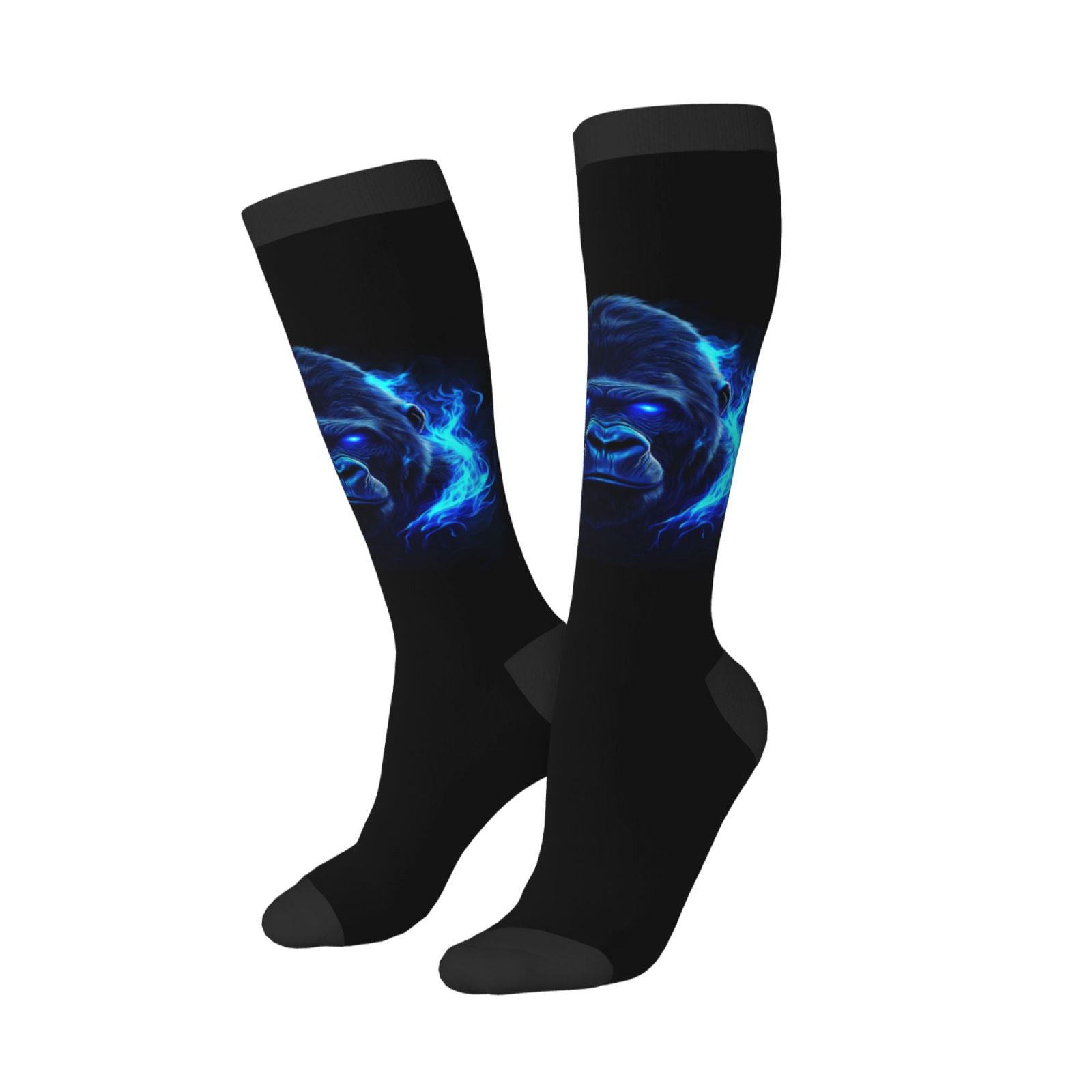 Athletic Socks Men Women - Blue Flame Cool Gorilla Knee High Socks ...