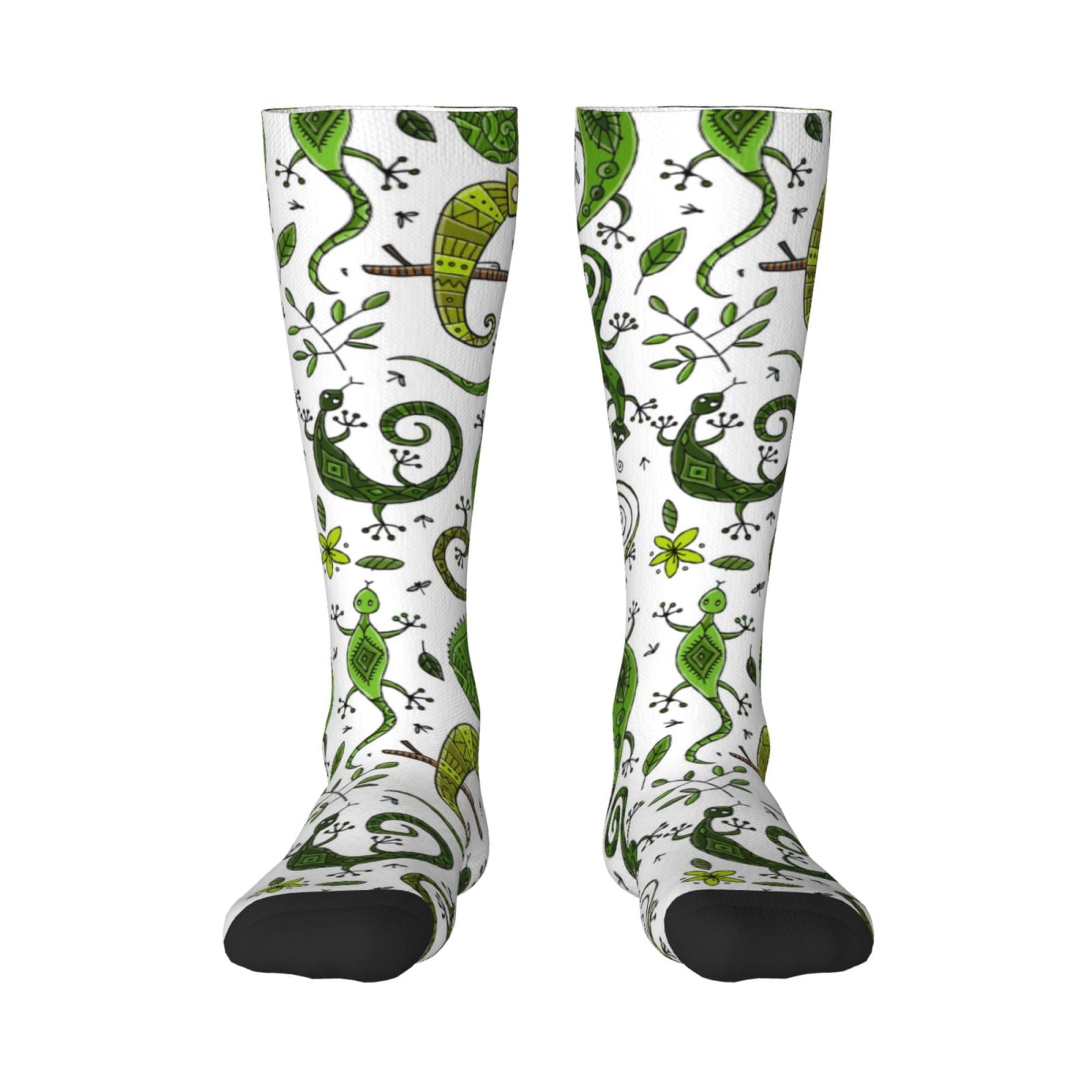 Athletic Socks Men Women， Bohemian Gecko Lizard Green Knee High Socks ...
