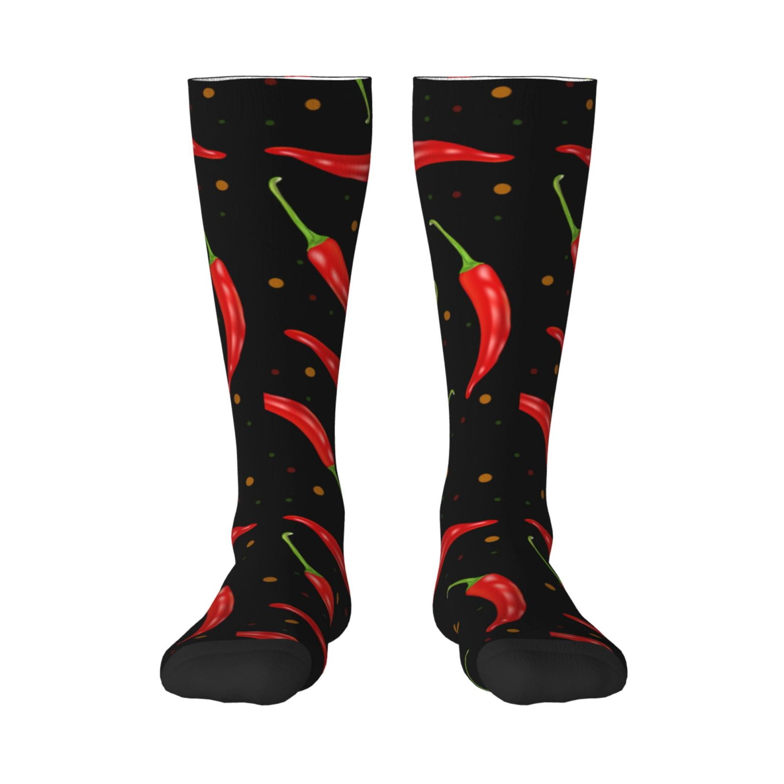Athletic Socks Men Women， Chili Pepper polka dots Knee High Socks, Calf ...