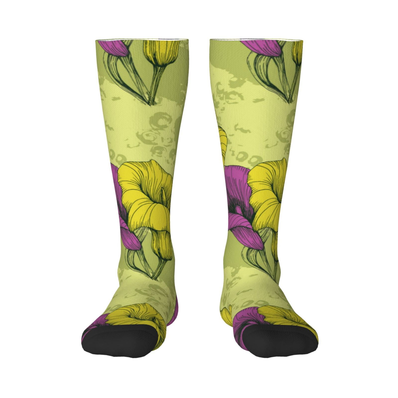 Athletic Socks Men Women， Colorful Calla Lily Flowers Knee High Socks ...