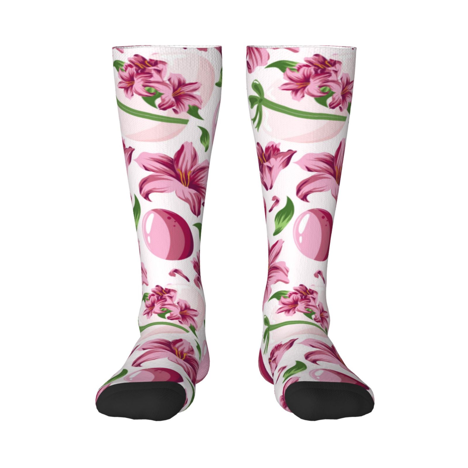 Athletic Socks Men Women， Colorful Eggs Lilies Flowers Knee High Socks ...