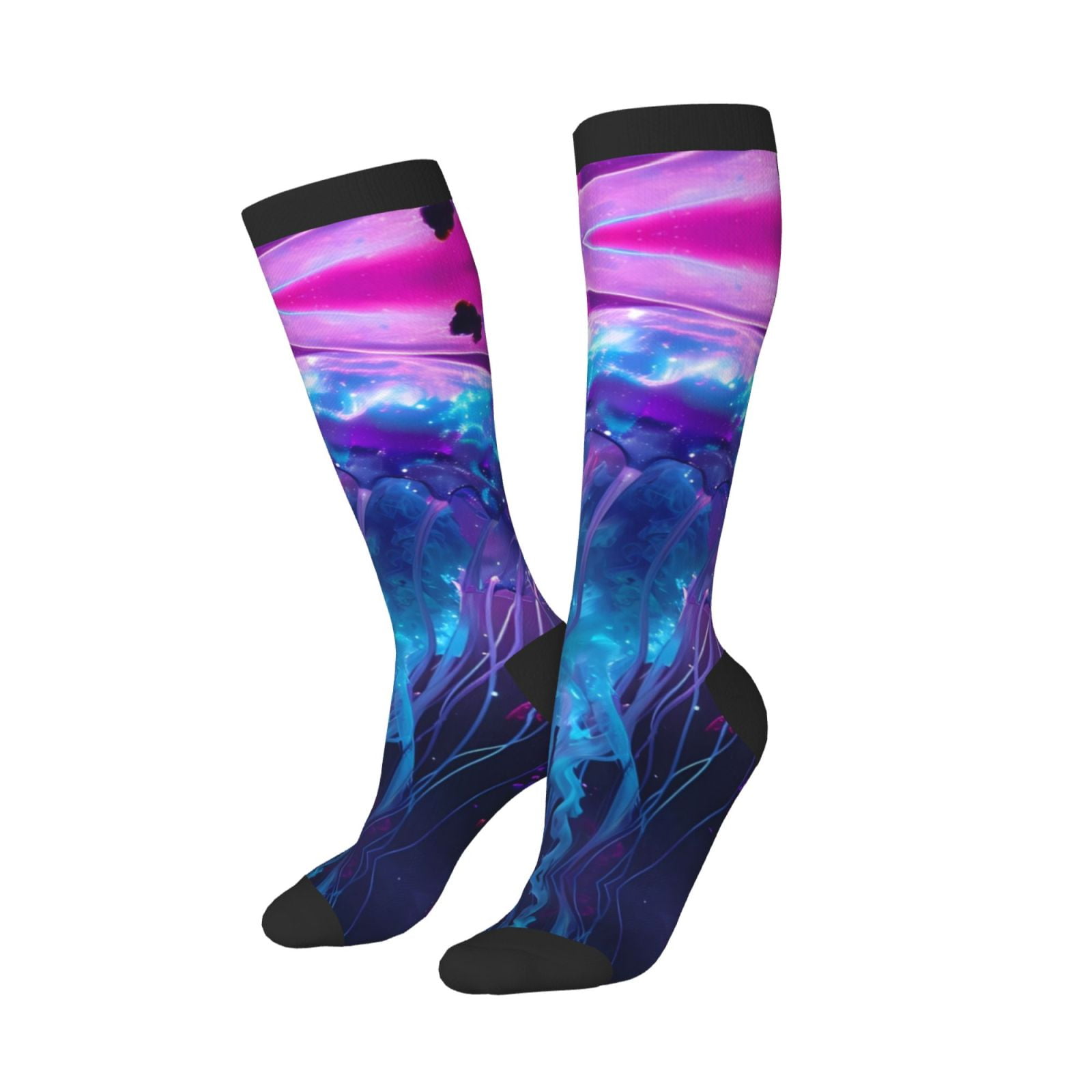 Athletic Socks Men Women - Colorful sky Floating Jellyfish Knee High ...
