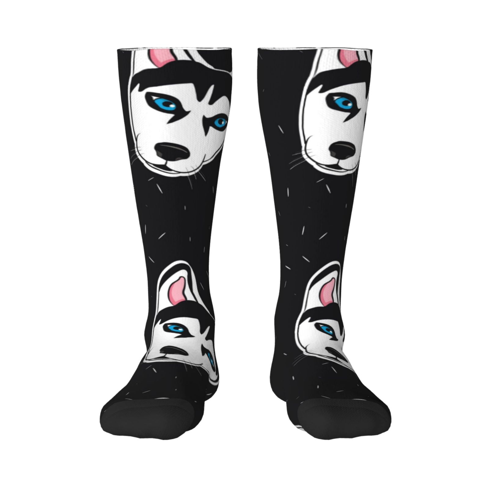 Athletic Socks Men Women， Cute Cartoon Husky Funny Knee High Socks ...