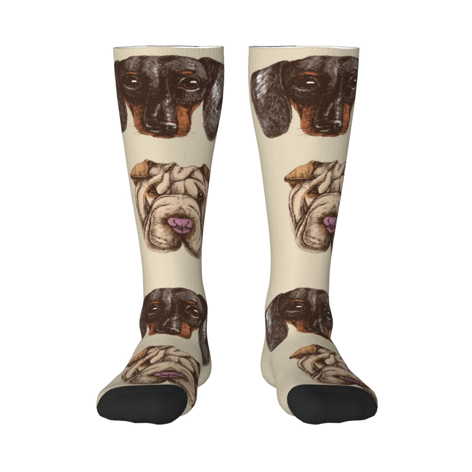 Athletic Socks Men Women， Cute Husky French Bulldog Dog Knee High Socks ...