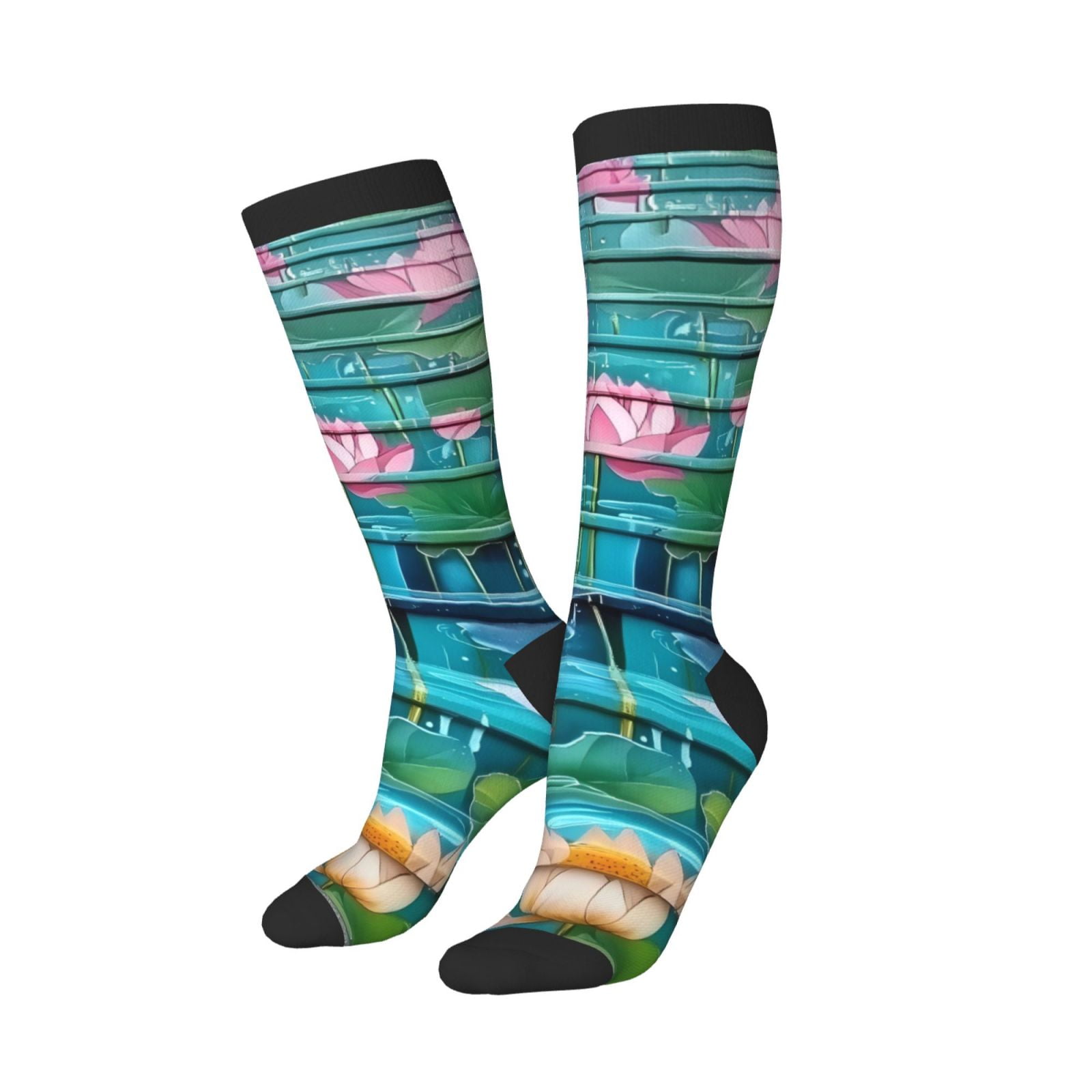Athletic Socks Men Women - Lotus Flower Stairway Knee High Socks, Calf ...