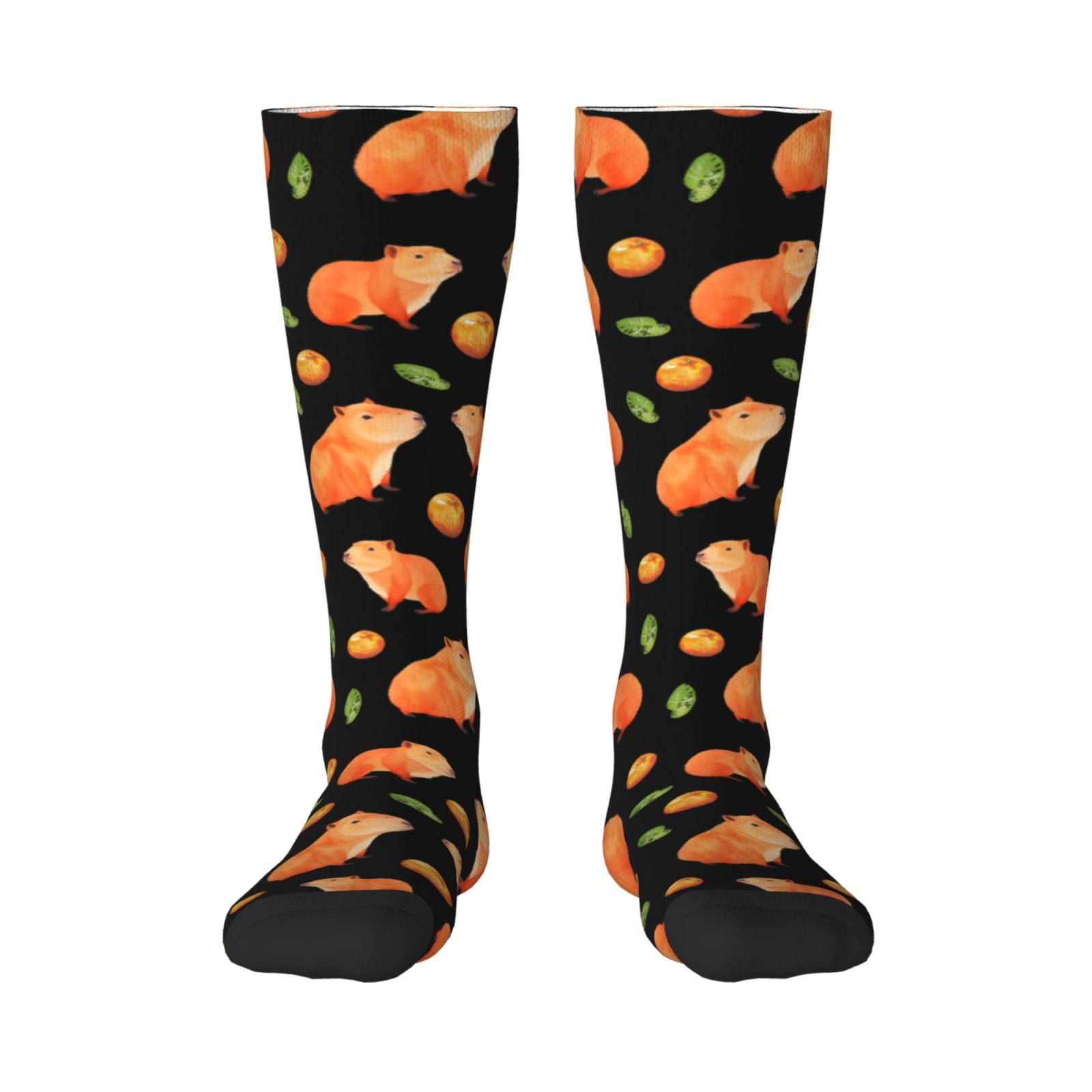 Athletic Socks Men Women， Orange and Capybara Knee High Socks, Calf ...