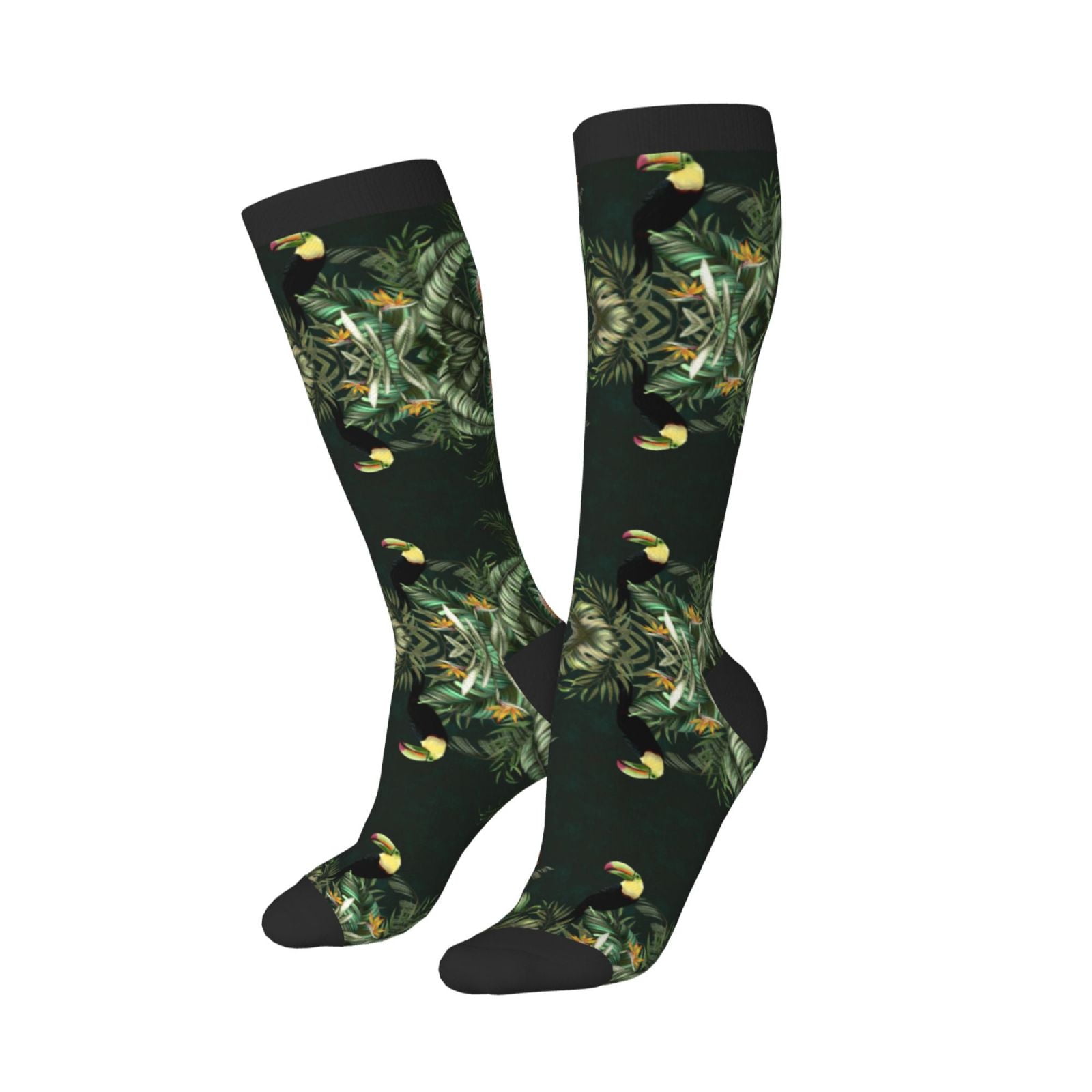 Athletic Socks Men Women - Palm Leaves And Exotic Birds Knee High Socks ...