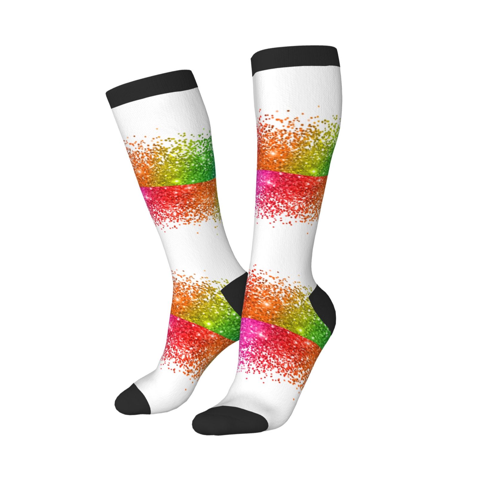 Athletic Socks Men Women - Rainbow Glitter Frame Knee High Socks, Calf ...