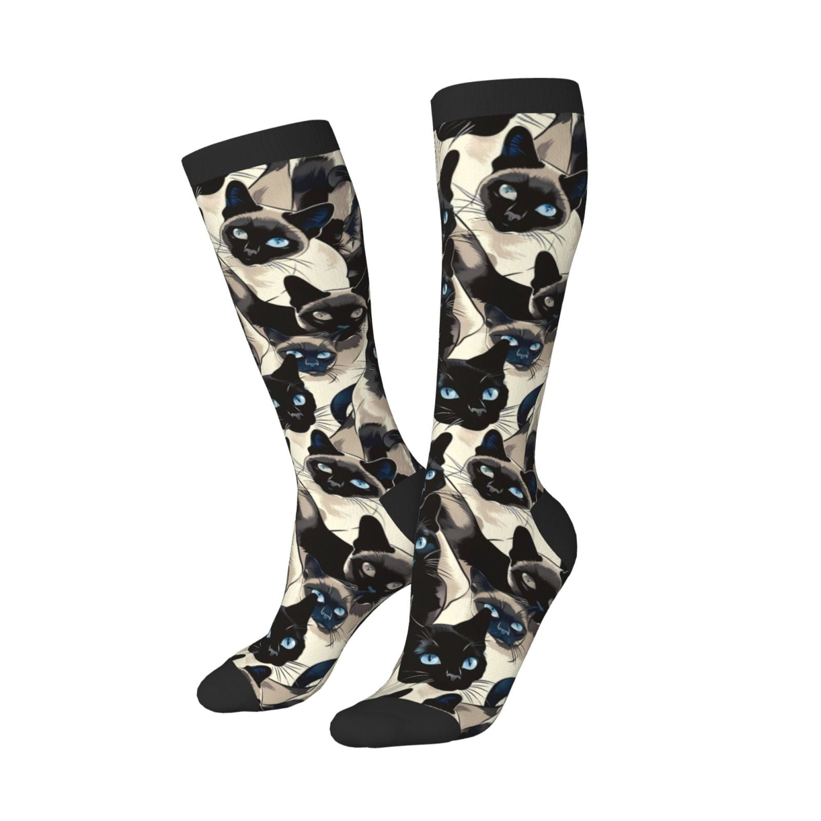 Athletic Socks Men Women - Siamese Cat Blue Eyes Pattern Knee High ...