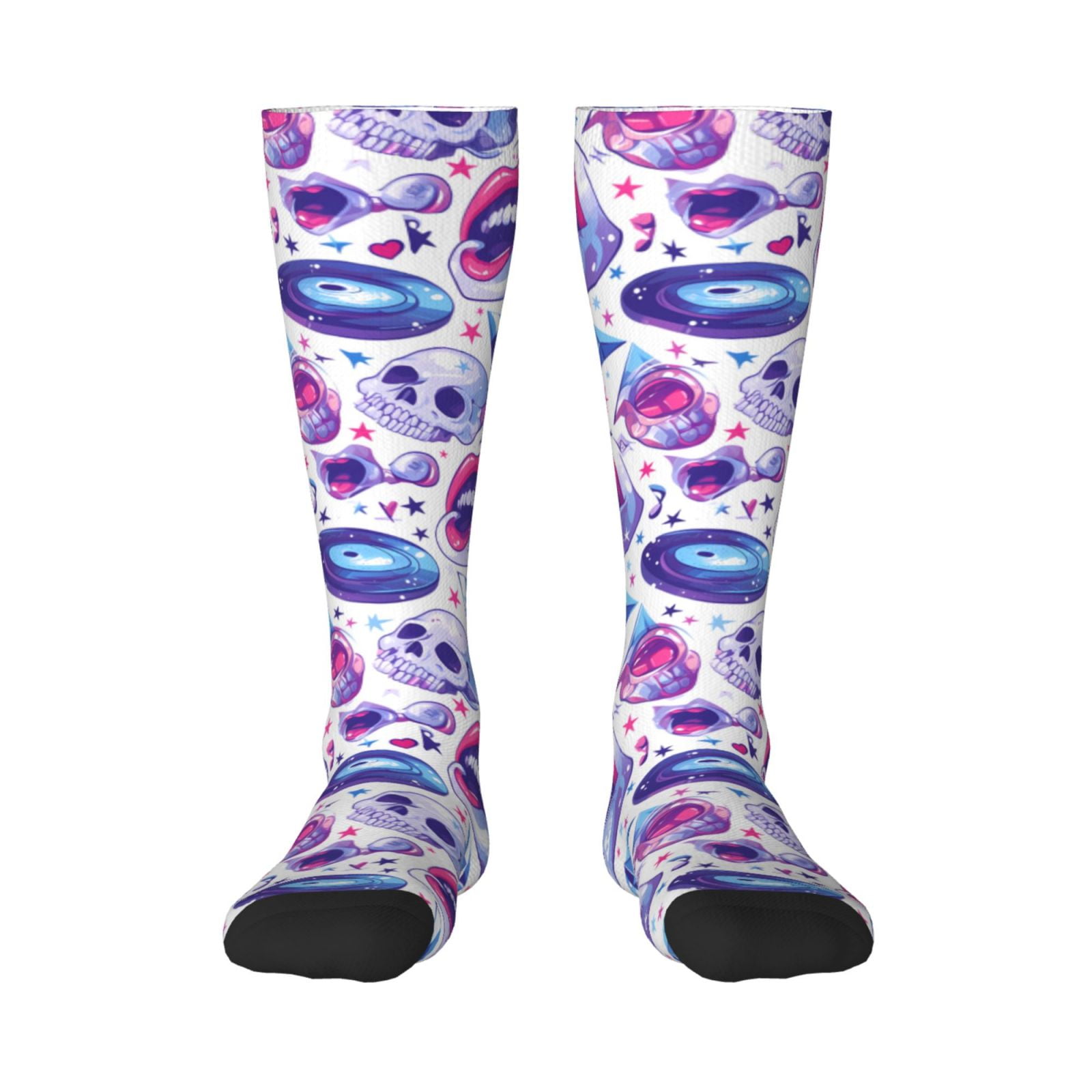 Athletic Socks Men Women， crystal Skull record lips Knee High Socks ...