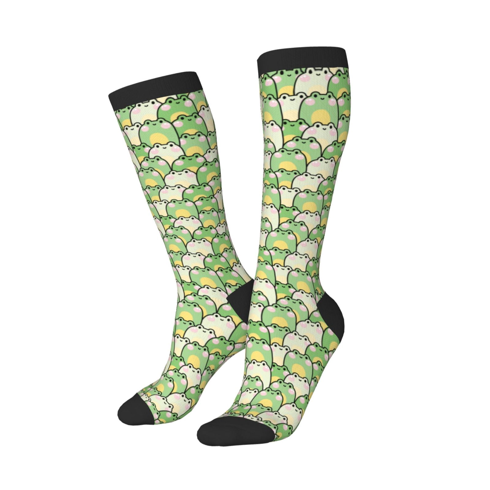 Athletic Socks Men Women - cute smile frog green Kawaii Knee High Socks ...