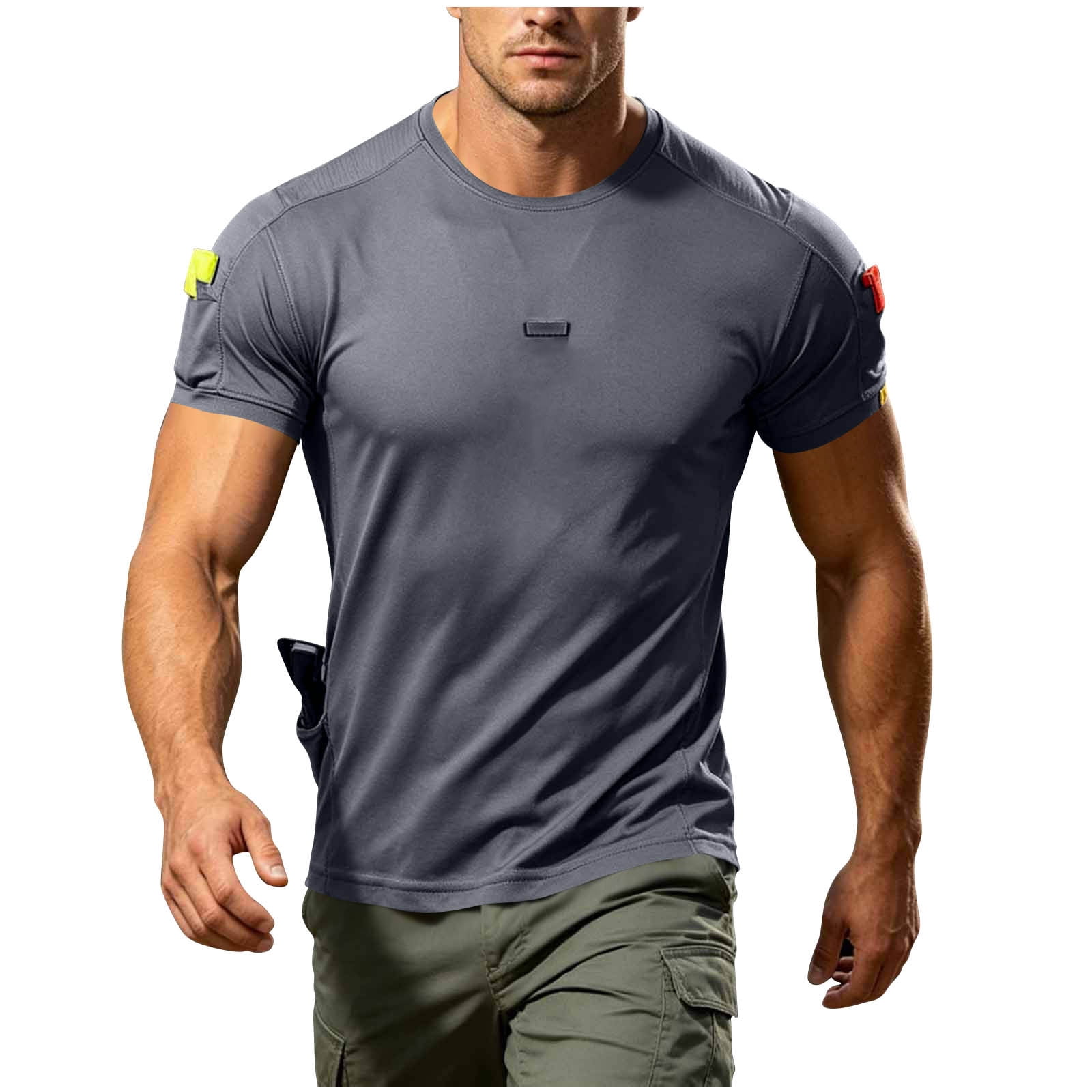 Athletic Tops for Men Crew Neck Short Sleeve Loose Fitted Stretchy ...